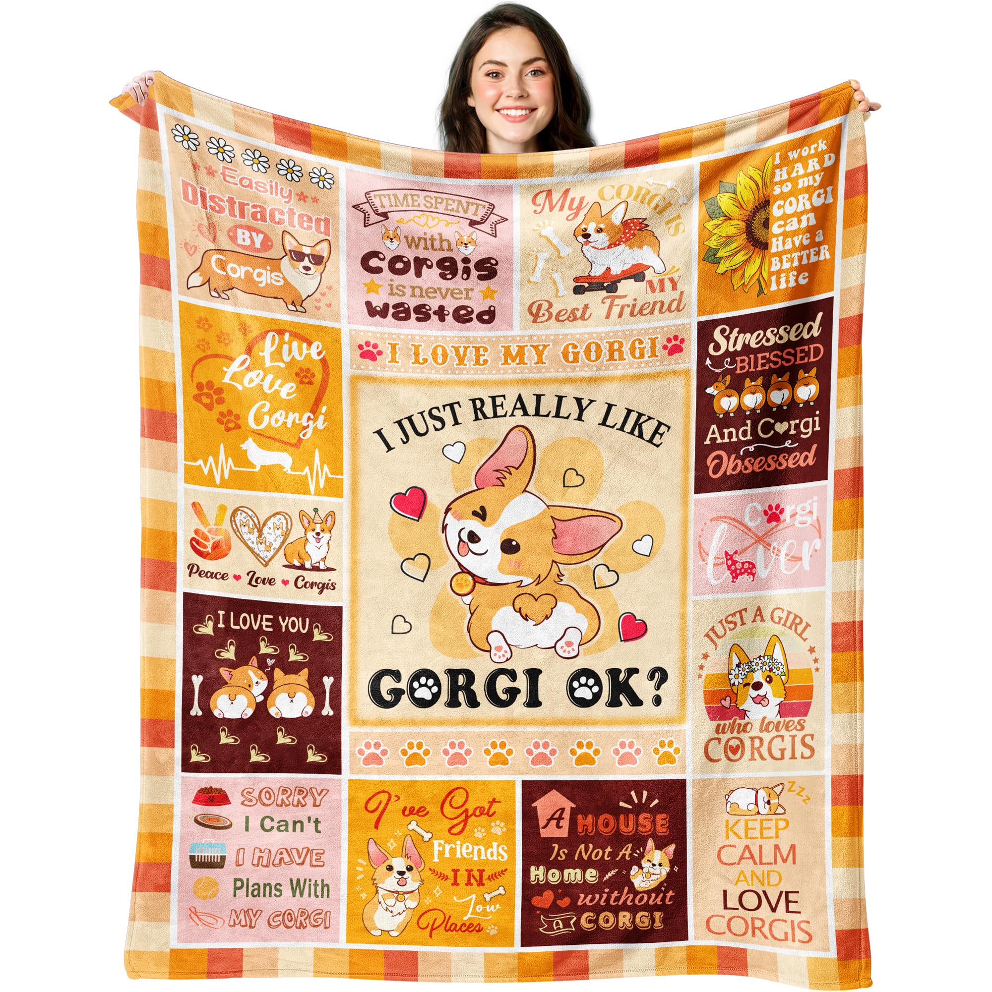 Amazon.com: CITYSONG Corgi Blanket, Corgi Gifts for Girls Women, Corgi ...