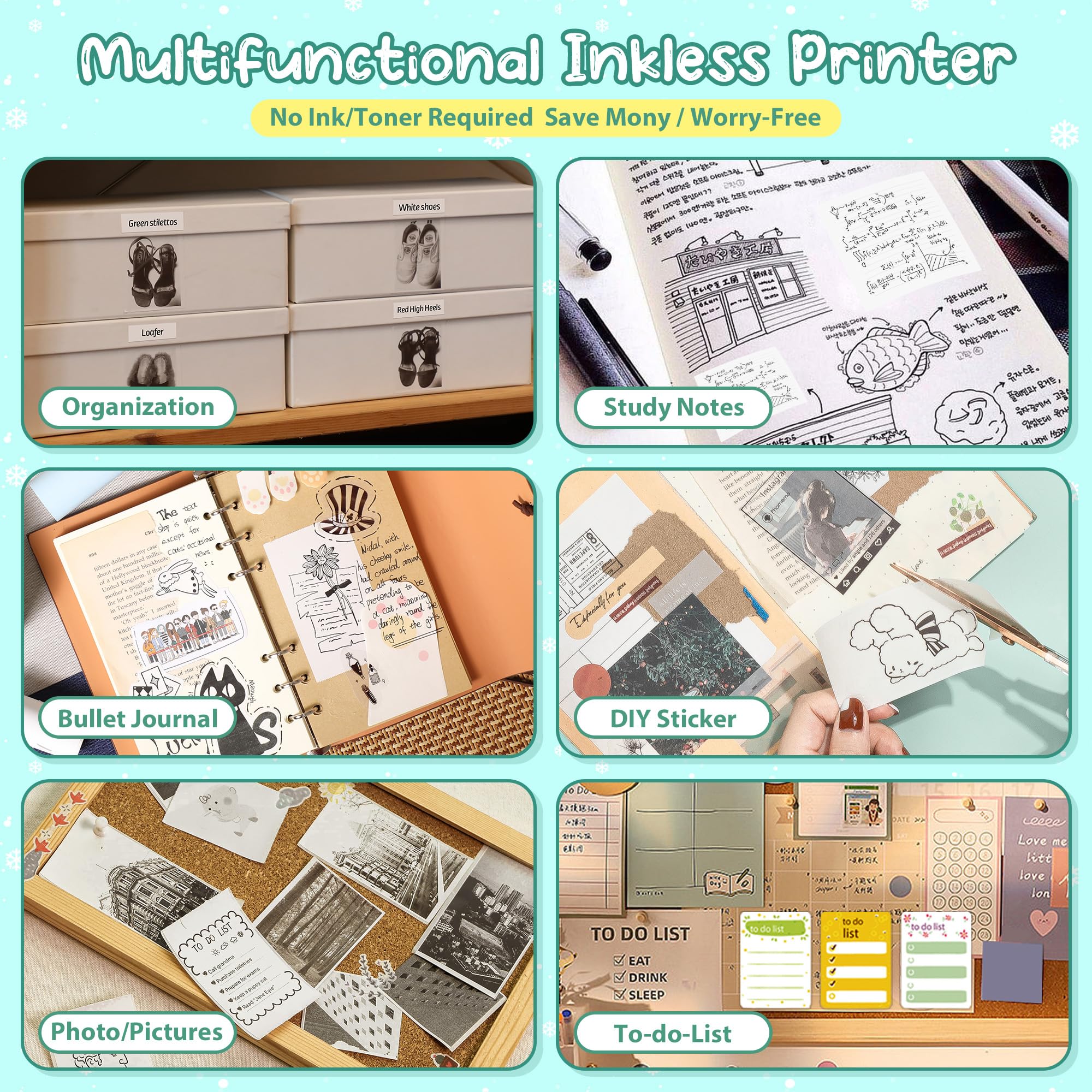 Snapklik.com : Sticker Printer M02 Inkless Pocket Printer, Bluetooth ...