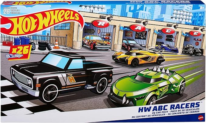 Hot Wheels ABC Racers, Set of 26 1:64 Scale Toy Cars with Authentic ...