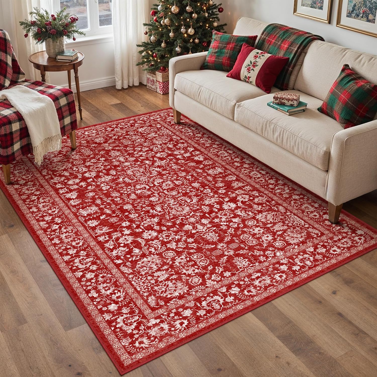 Amazon.com: PureCozy Red Area Rug 4x6 Entryway Washable Non Slip ...
