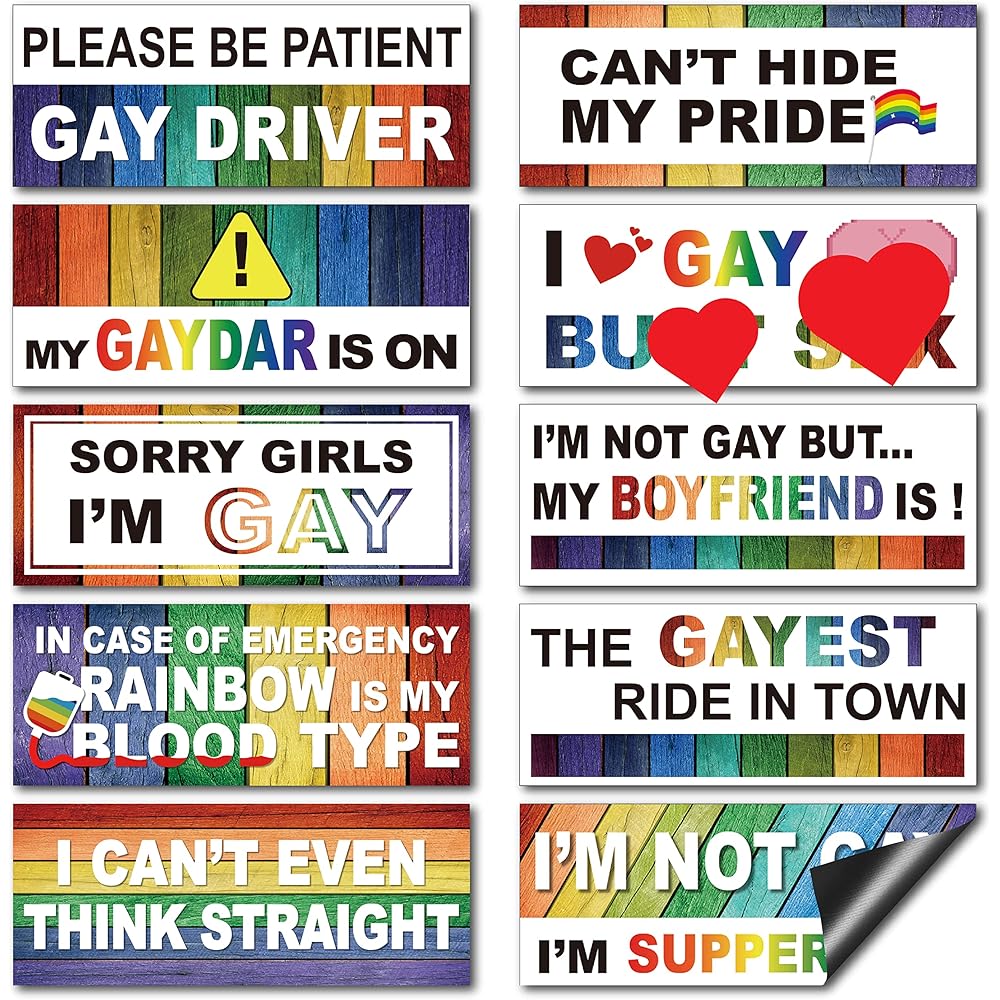 $3/mo - Finance 10 Pcs Magnetic Bumper Decals Funny Car Decals Rainbow ...