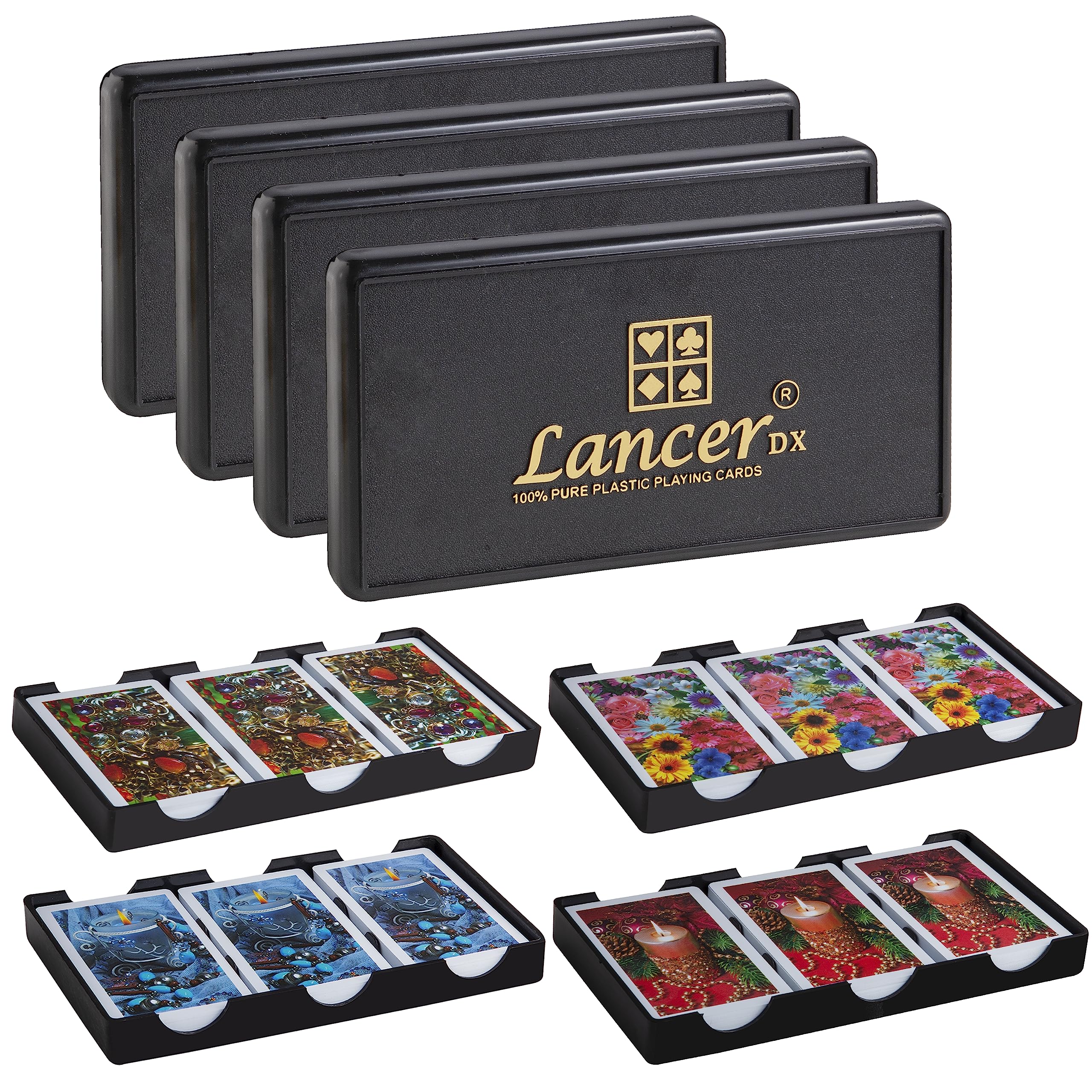 LANCER DX Plastic Playing Cards (Set of 12), Bridge Size, Multicolor ...
