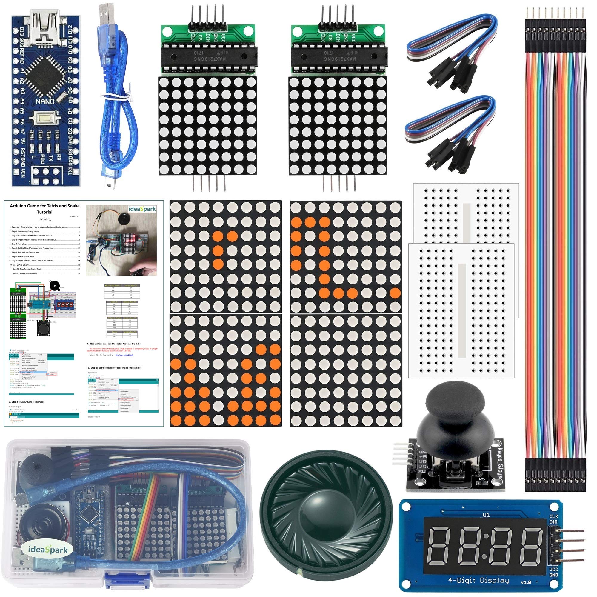 Buy ideaspark Arduino Kits Game for Tetris and Snake with Arduino Nano V3.0 Sensor Modules Kits ...