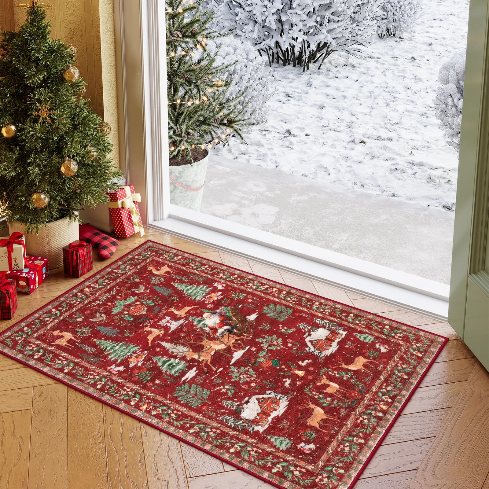 Amazon.com: Lahome Indoor Christmas Rug 2x3 Small Kitchen Bathroom Rugs ...