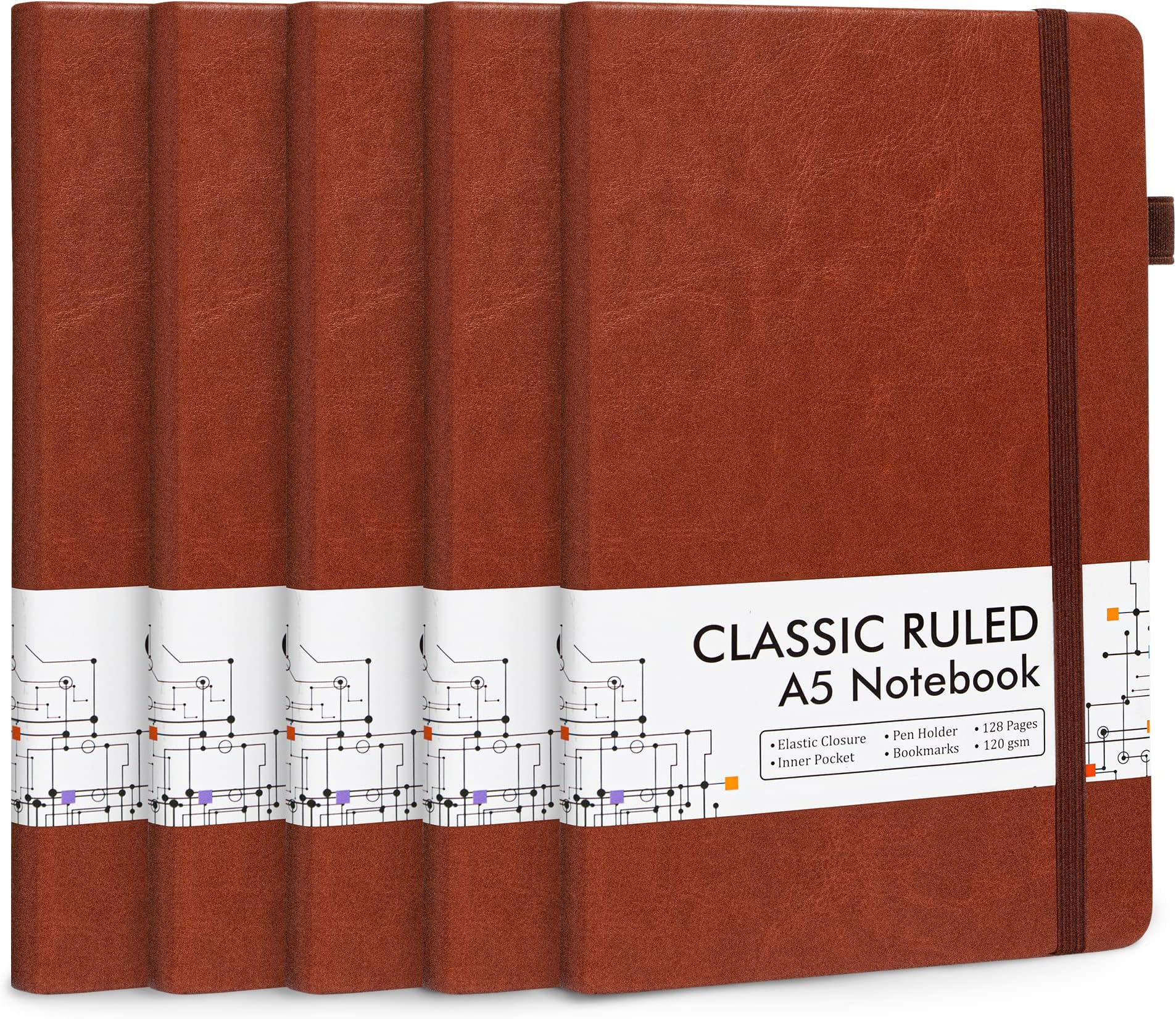 Amazon.com : Dynta Hardcover A5 Lined Journal Notebook, 7Packs Medium ...