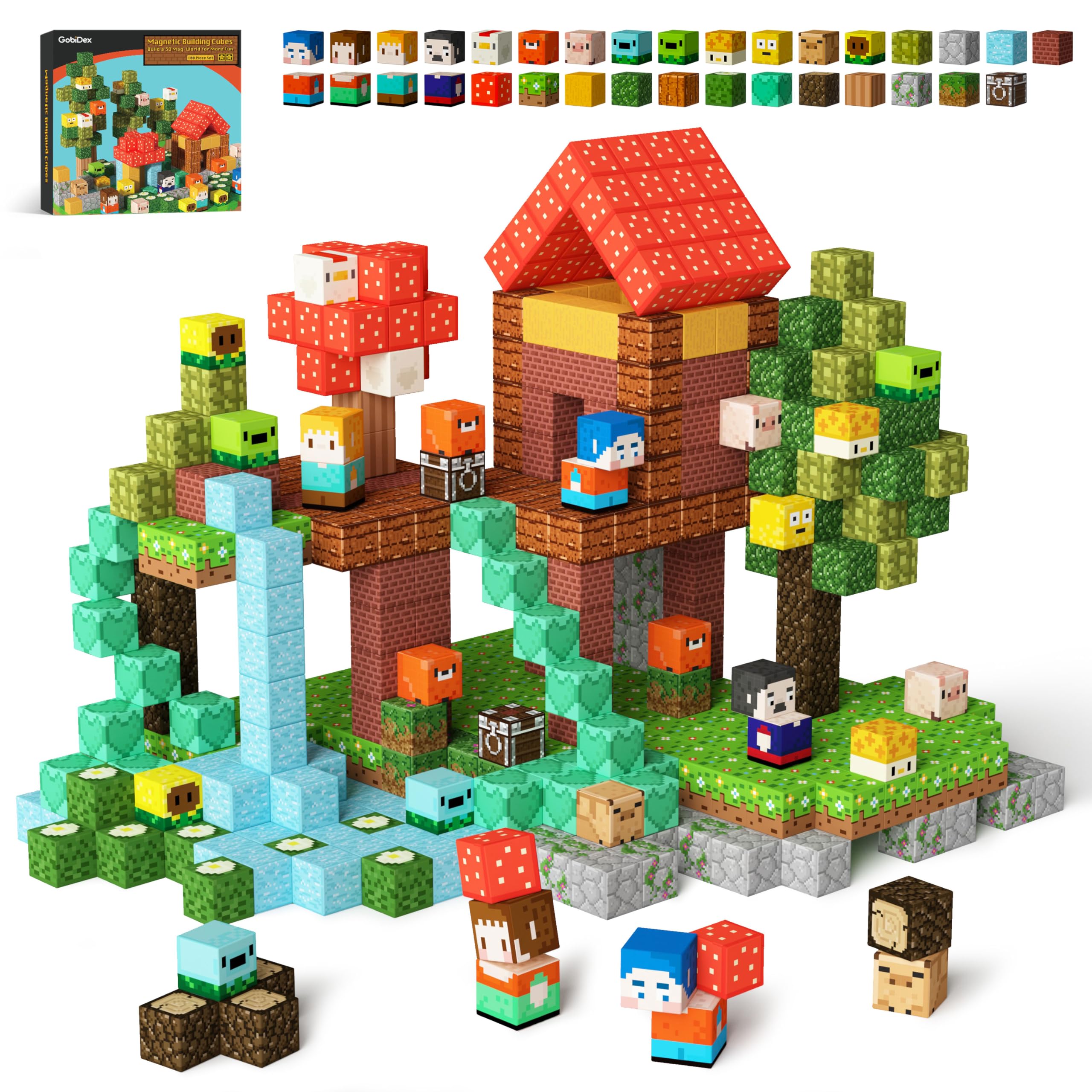 Amazon.com: GobiDex 100PCS Magnetic Blocks Kid Building Toys for 3 ...