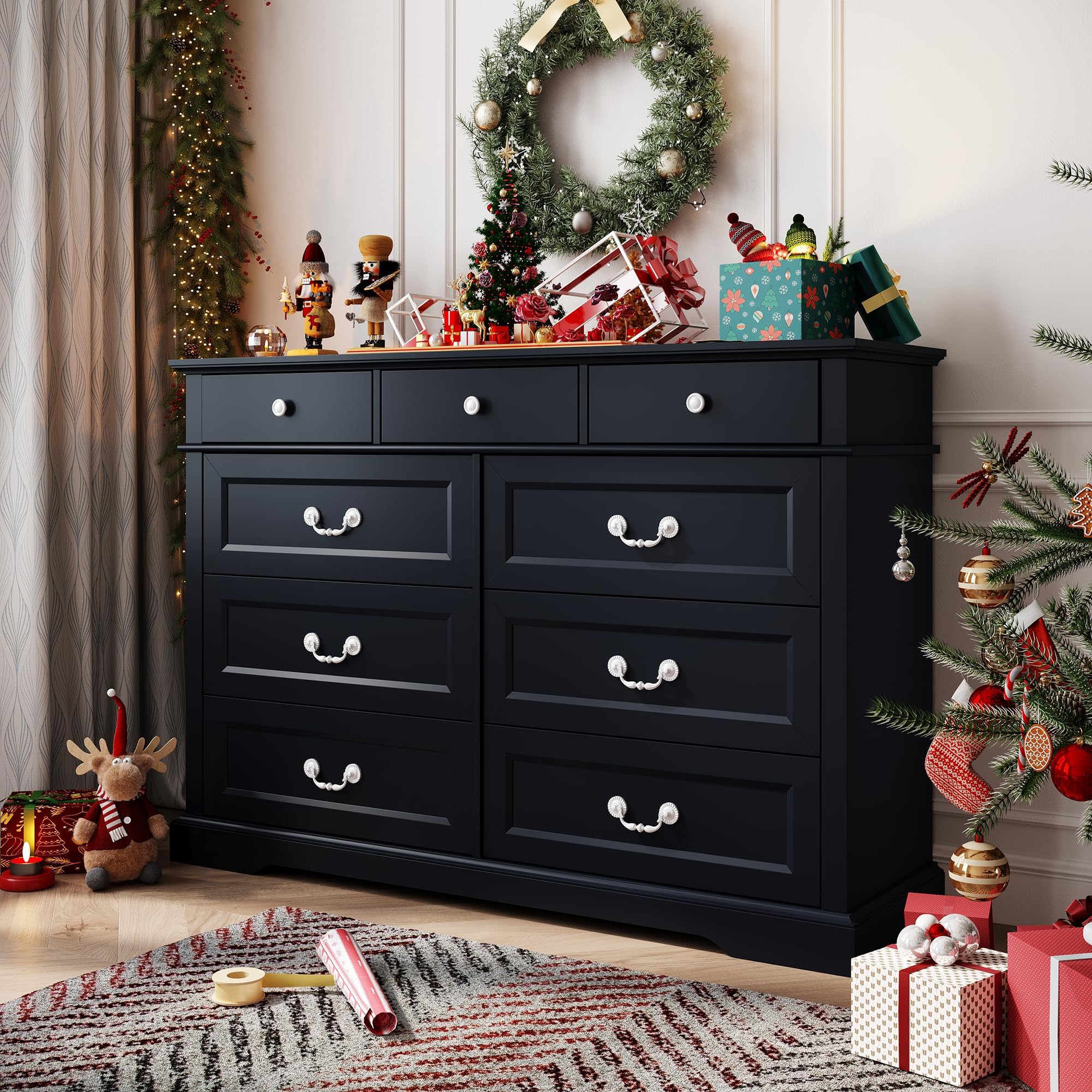 Amazon.com: LINSY HOME 9 Drawers Dresser for Bedroom, Wood Bedroom ...