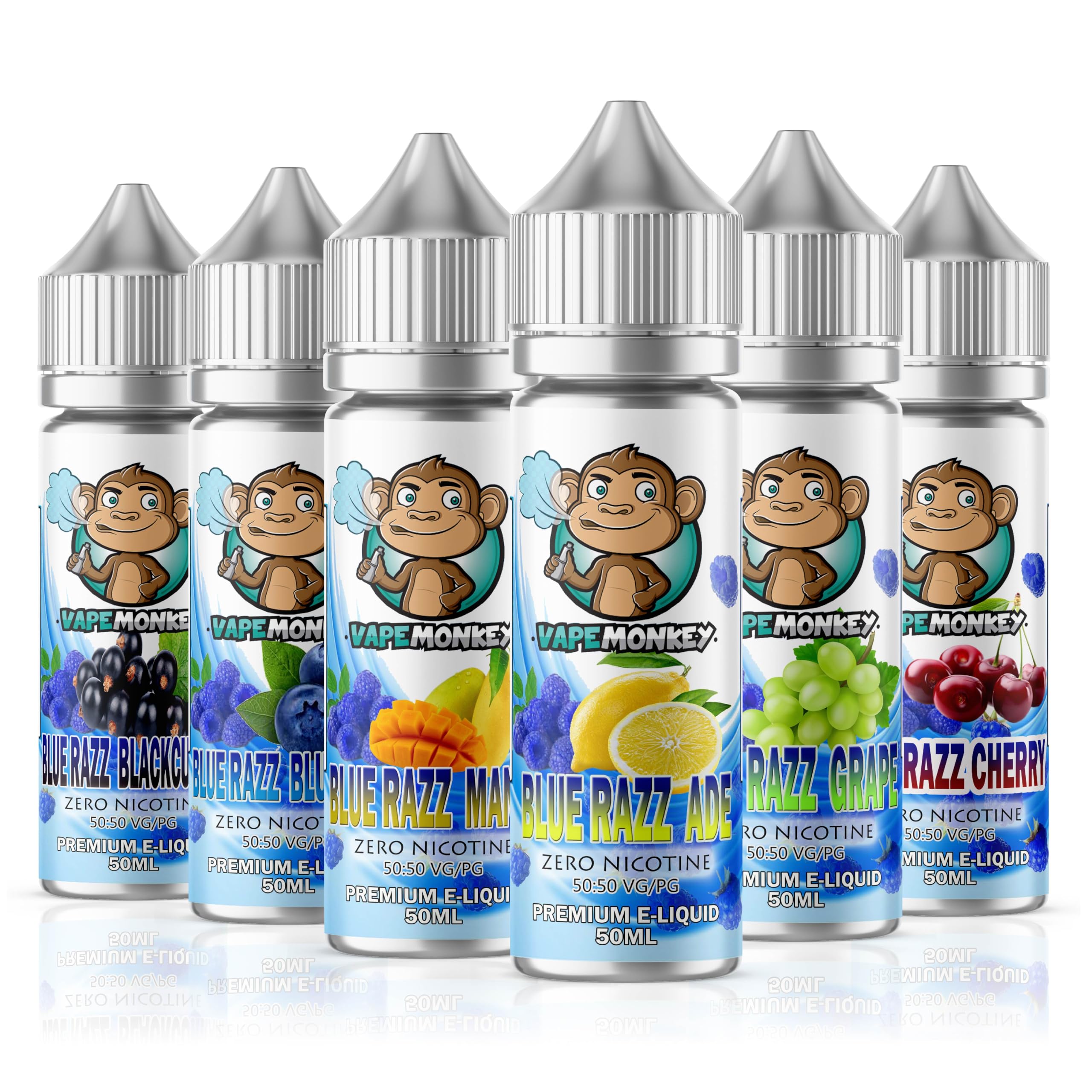 Vape Monkey No Nicotine Vape Liquid - Blue Razz Variety - Eliquid Vape ...