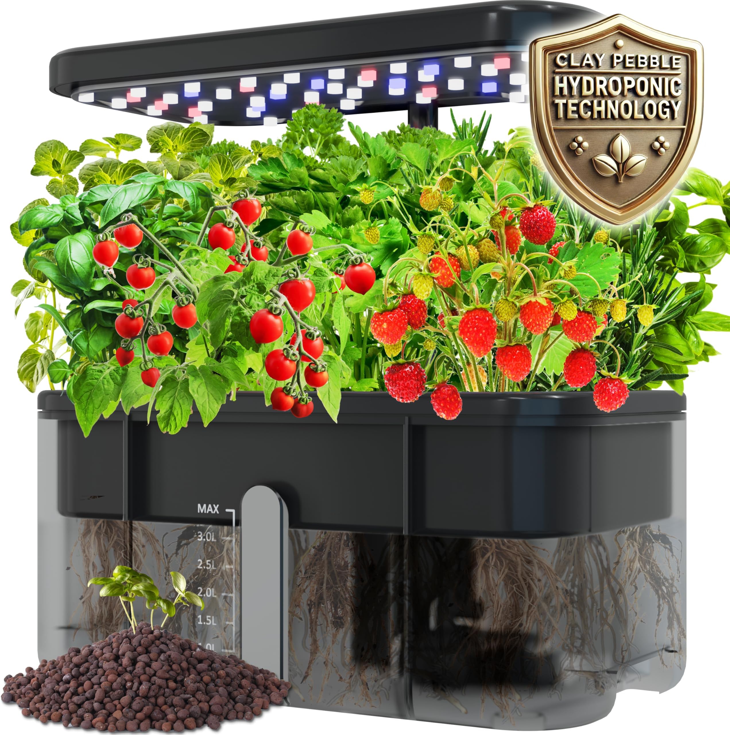 Amazon.com: Clay Pebble Hydroponics Growing System Kit – Indoor Herb Garden with Smart LED Grow ...