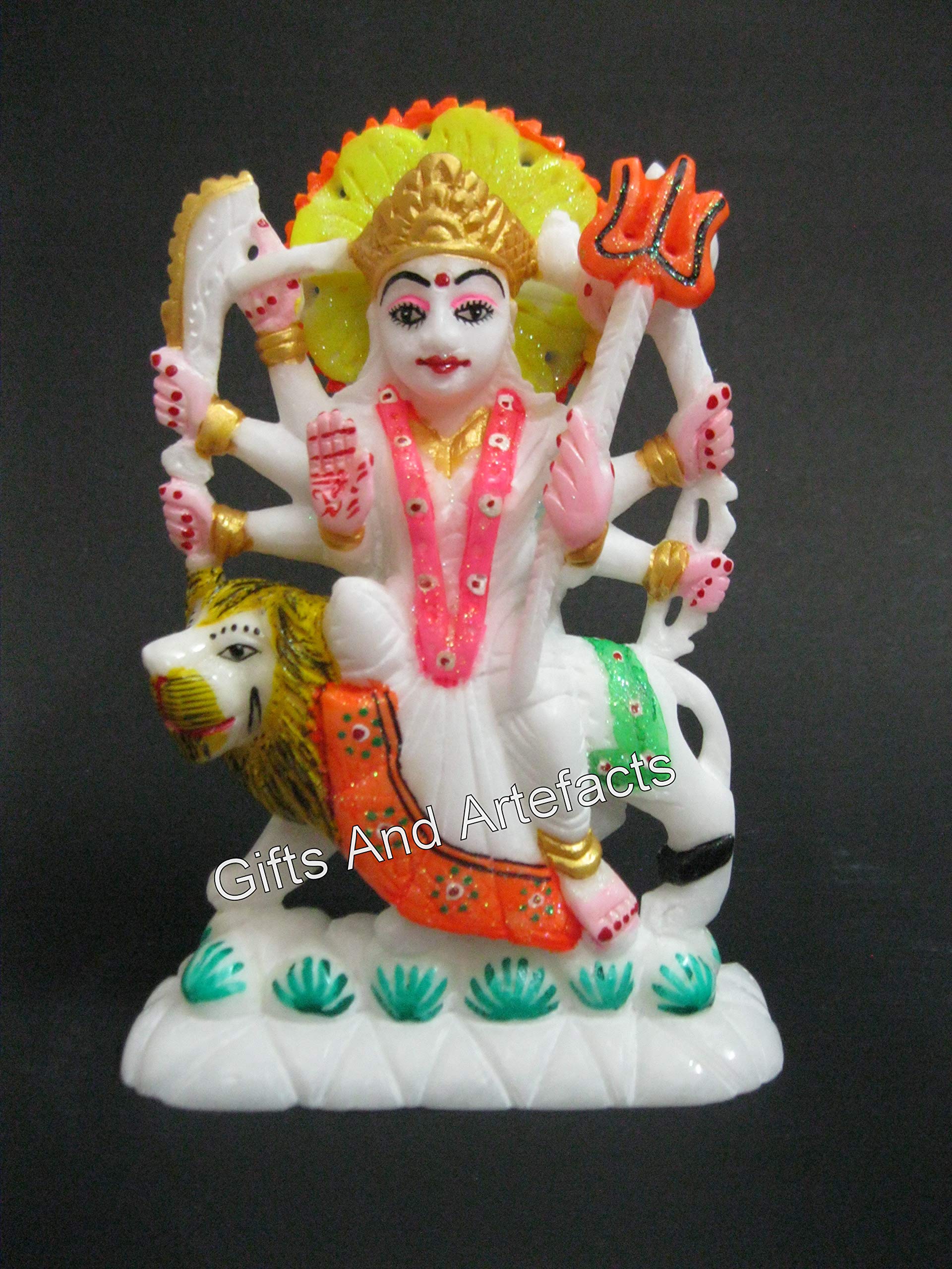 Buy 7 Inches Marble Ambe Maa Statue with Hand Carving Work Goddess ...