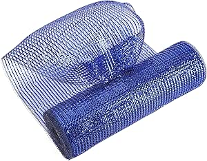 Amazon.com: MEEDEE Navy Deco Mesh 10 Inch Deluxe Wide Foil Metallic ...