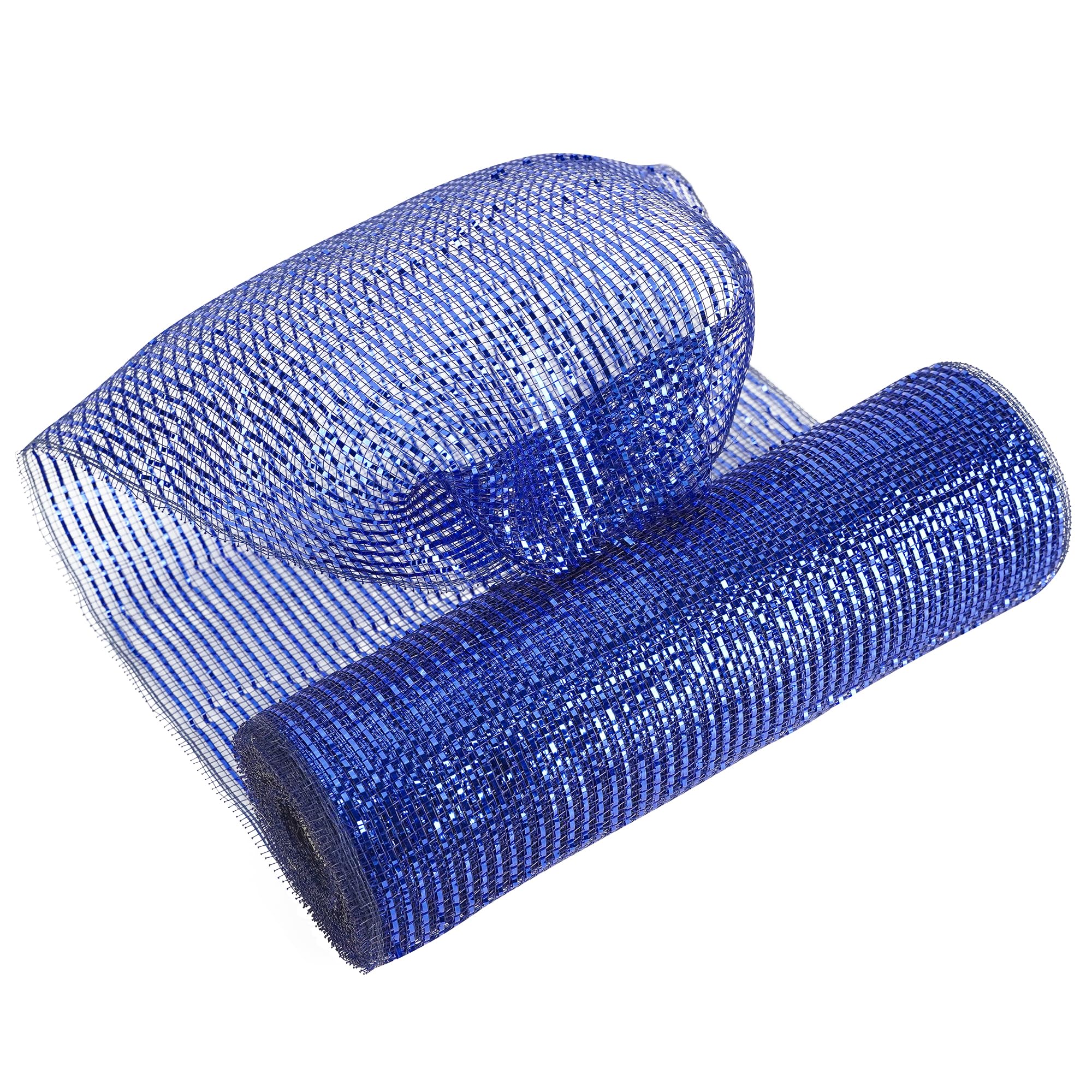 Amazon.com: MEEDEE Navy Deco Mesh 10 Inch Deluxe Wide Foil Metallic ...