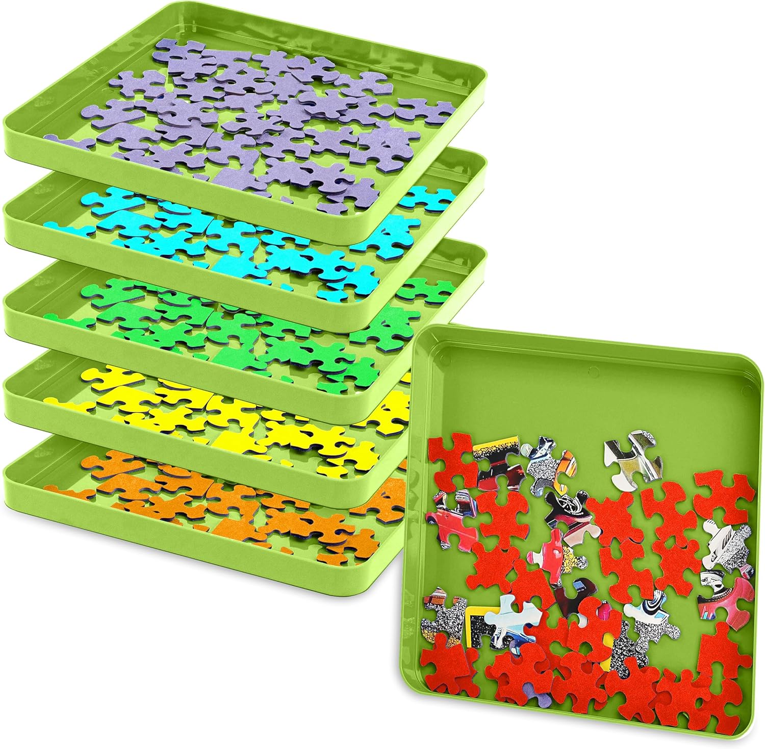 Amazon.com: Jigitz 6 Pack Green ABS Plastic Jigsaw Puzzle Organizer ...