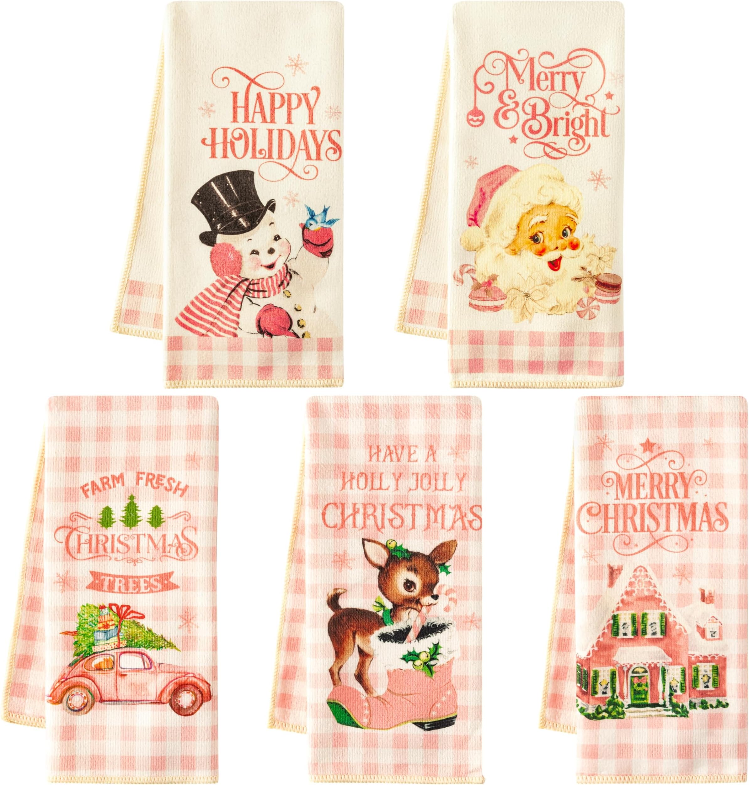 Amazon.com: Mixweer 6 Pcs Christmas Kitchen Towels Vintage Xmas Dish ...