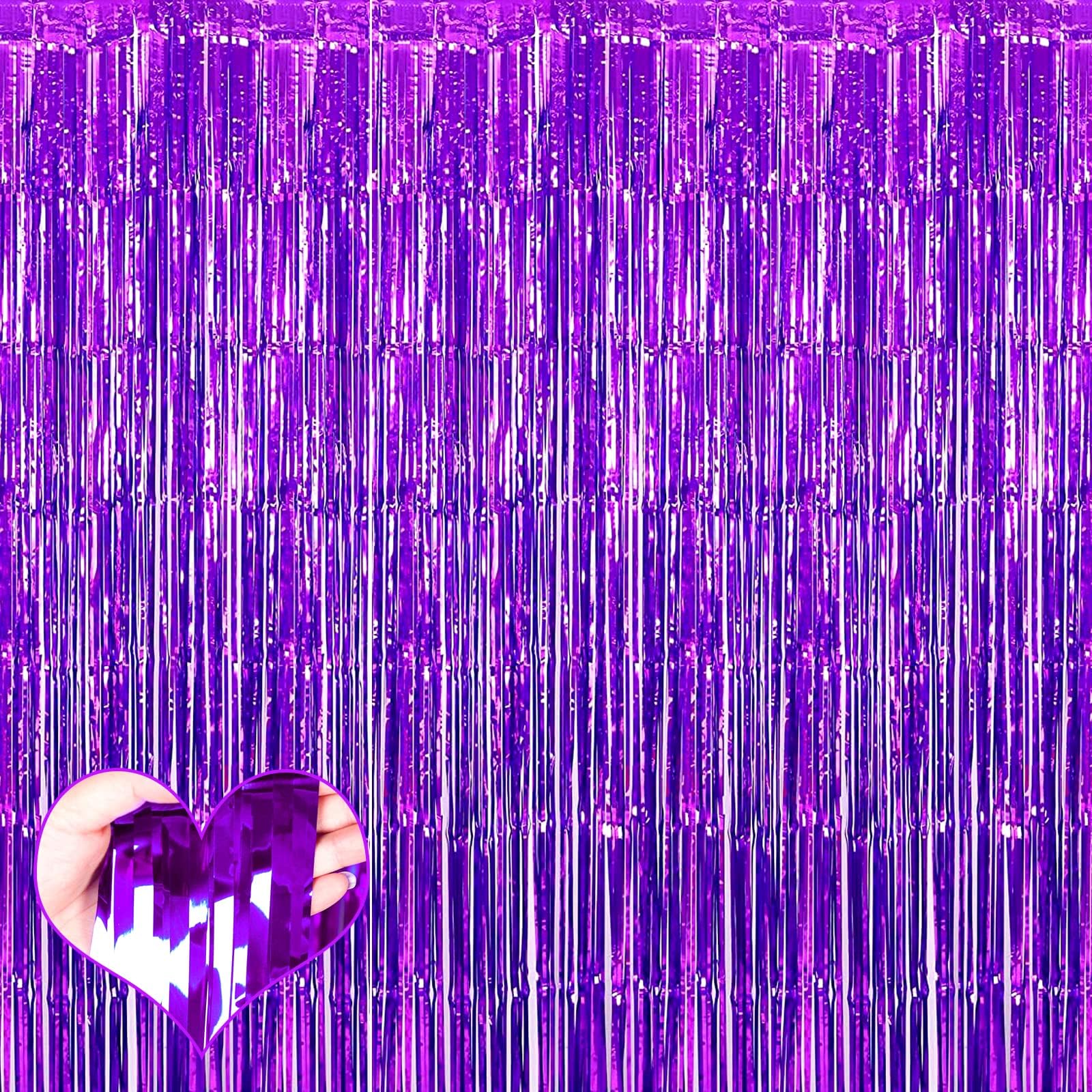 Amazon.com: 4 Pack Purple Fringe Curtain Backdrop, 3.2Ft x 9.8Ft ...