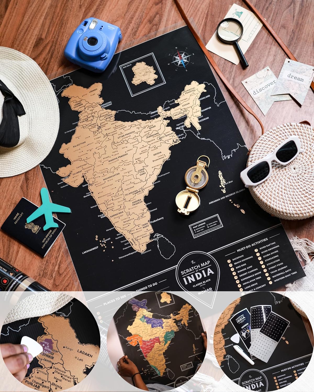 India Travel Scratch Map - Classic Black Edition | Travel Gifts ...