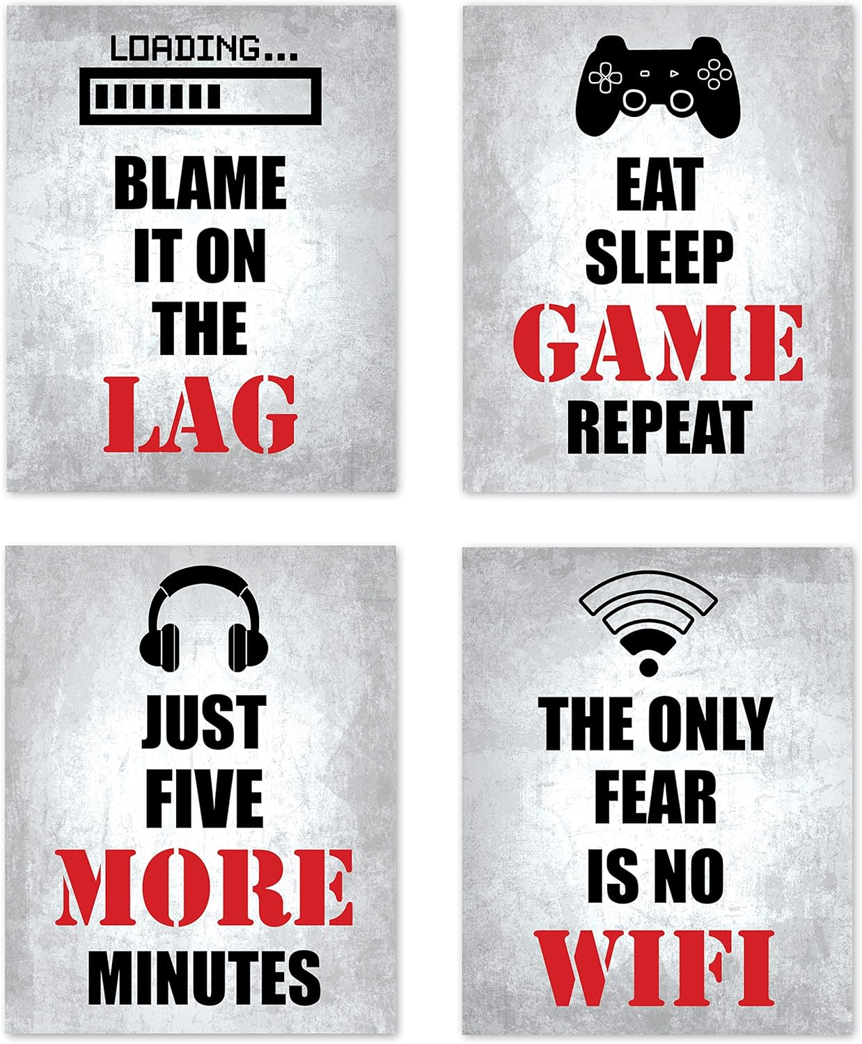 Amazon.com: Video Game Themed Gamer Wall Art Posters Home Decor Black ...