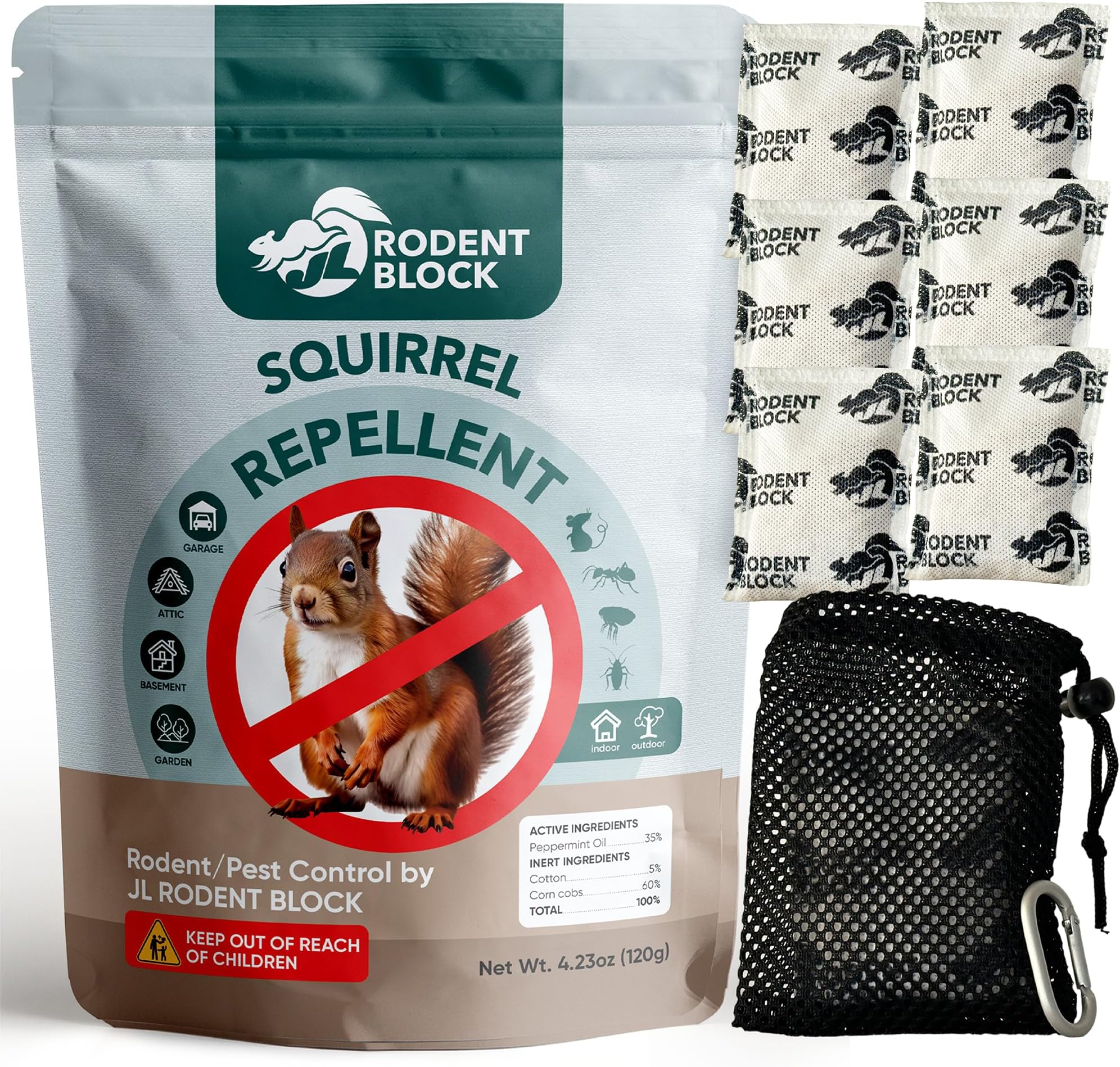 Amazon.com: JL Rodent Block Squirrel Repellent Pouch 6-Pack - Powerful ...