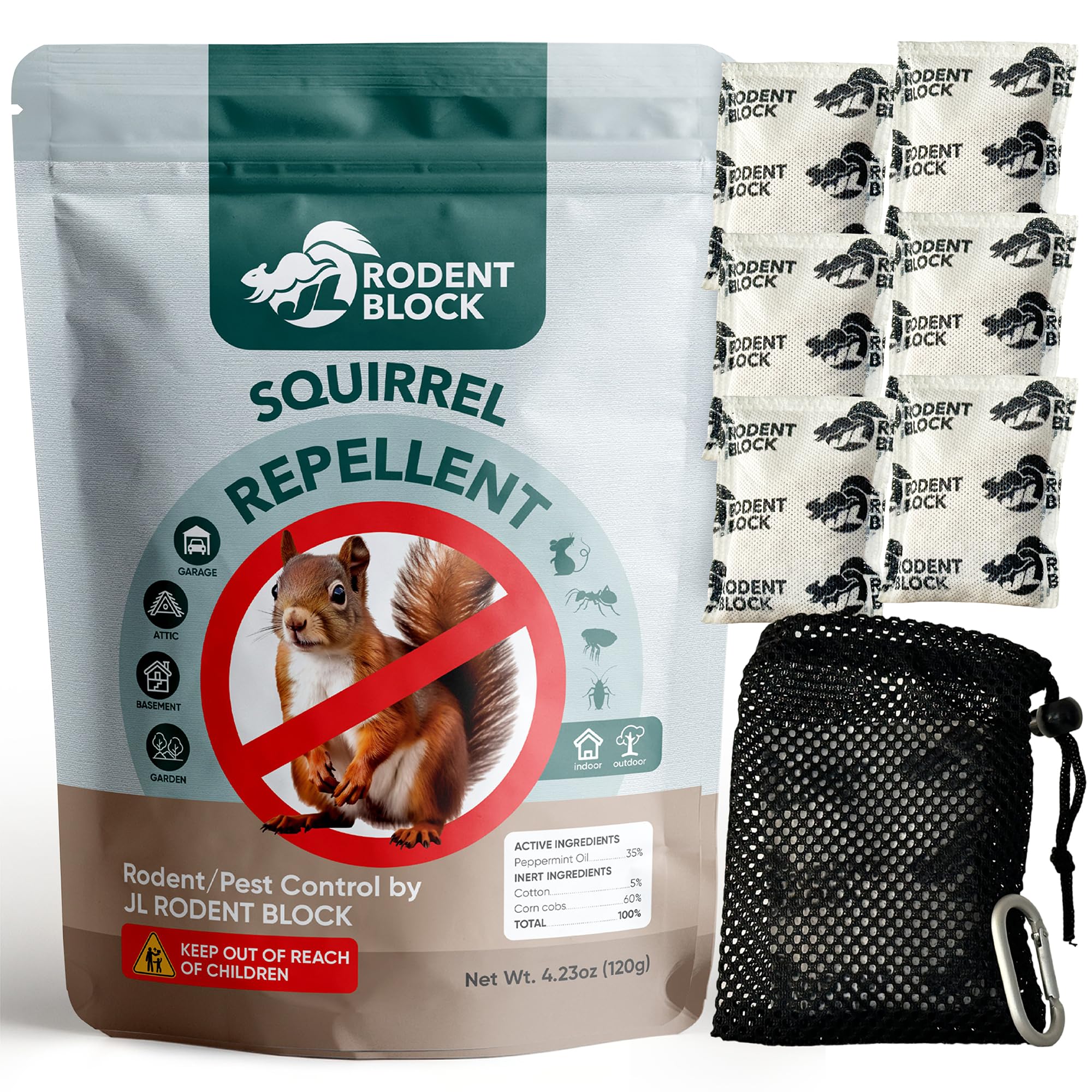 Amazon.com: JL Rodent Block Squirrel Repellent Pouch 6-Pack - Powerful ...