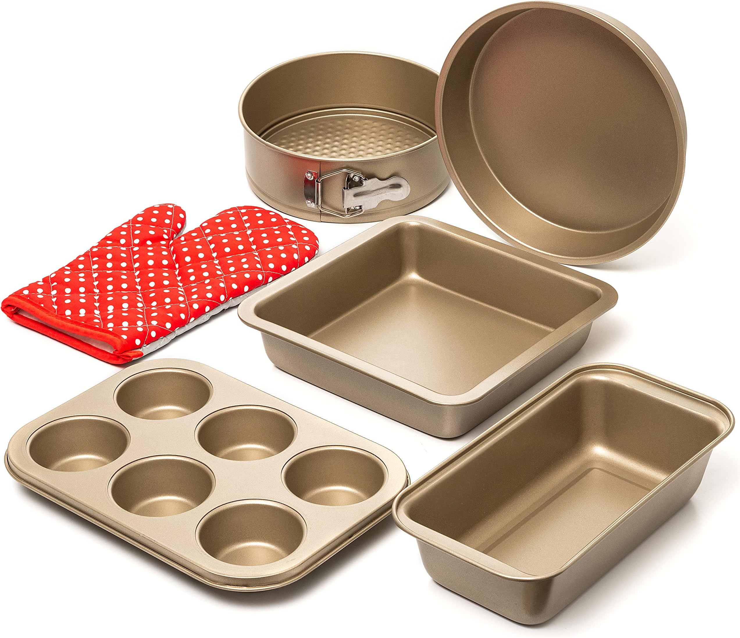 Amazon.com: Mttie Baking Pans Set 5-Piece Toaster Oven Pans Bakeware ...