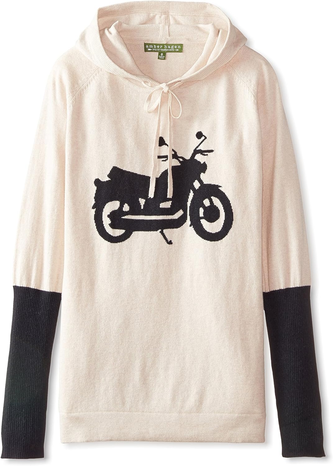 Amber Hagen Women's Motorcycle Sweater with Hood, Cream, M at Amazon ...