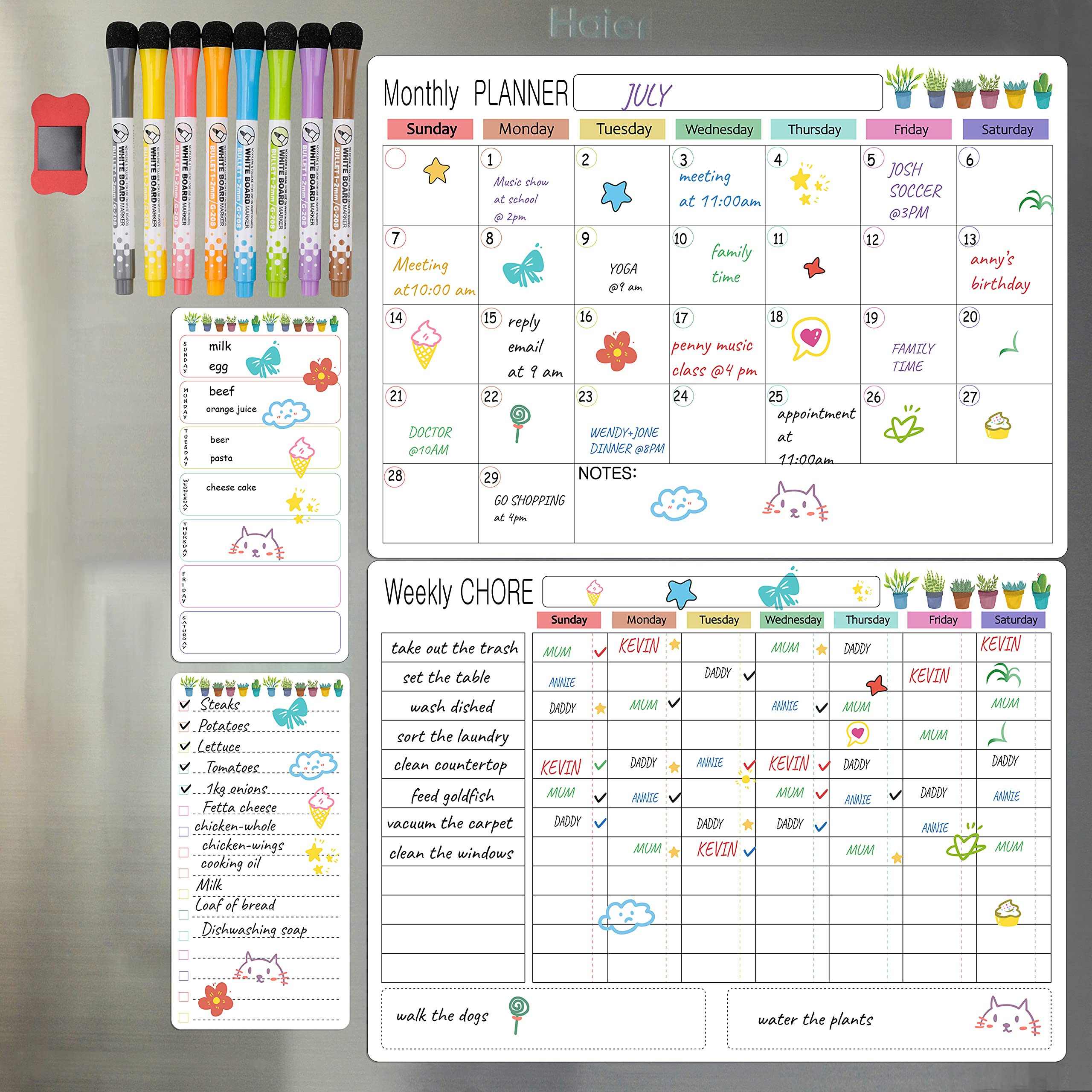 Buy Magnetic Dry Wipe Chore Chart Whiteboard,ry Erase for Fridge ...