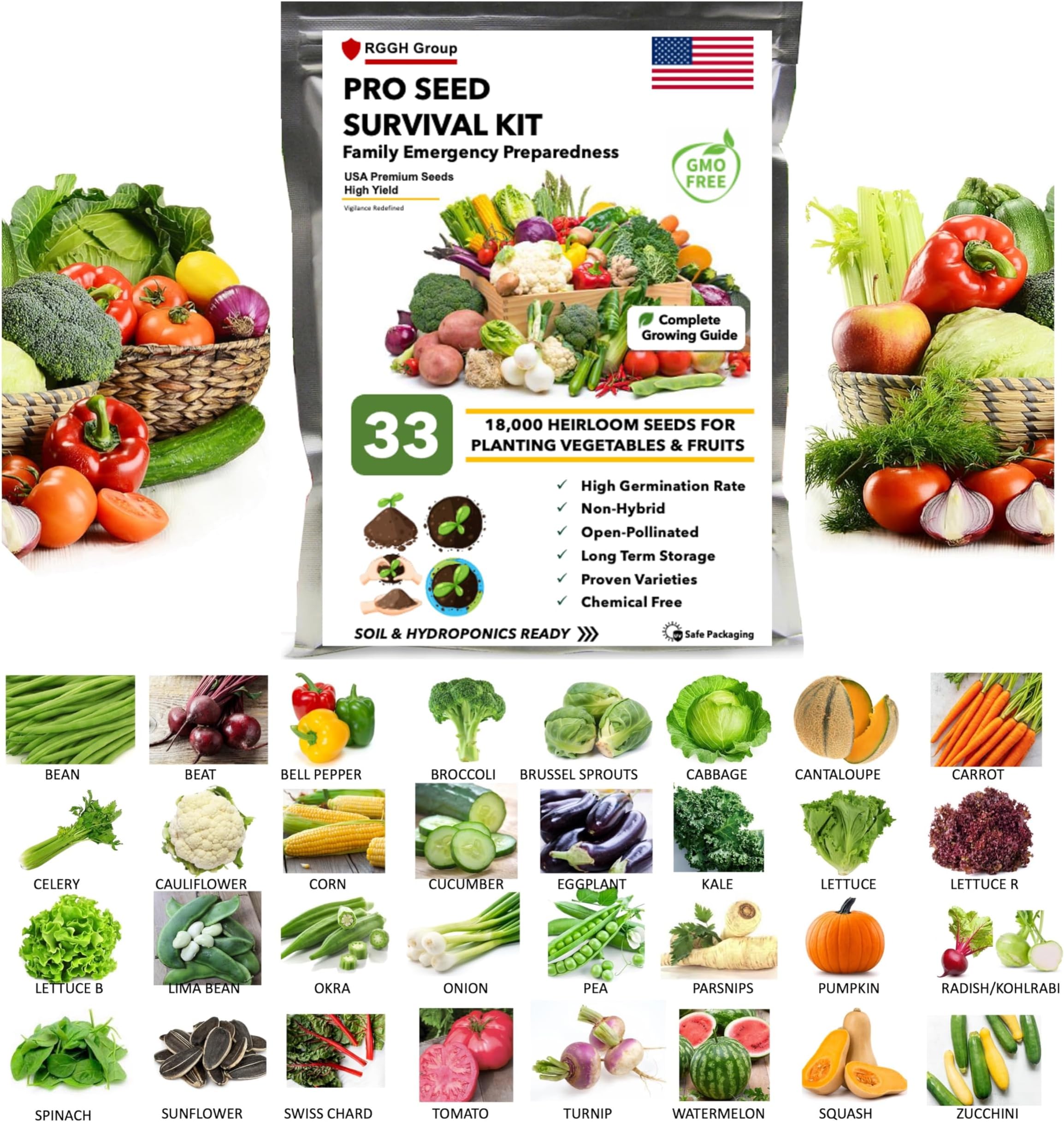 Amazon.com : Survival Vegetable Seeds Garden Kit | 18,000+ Heirloom ...