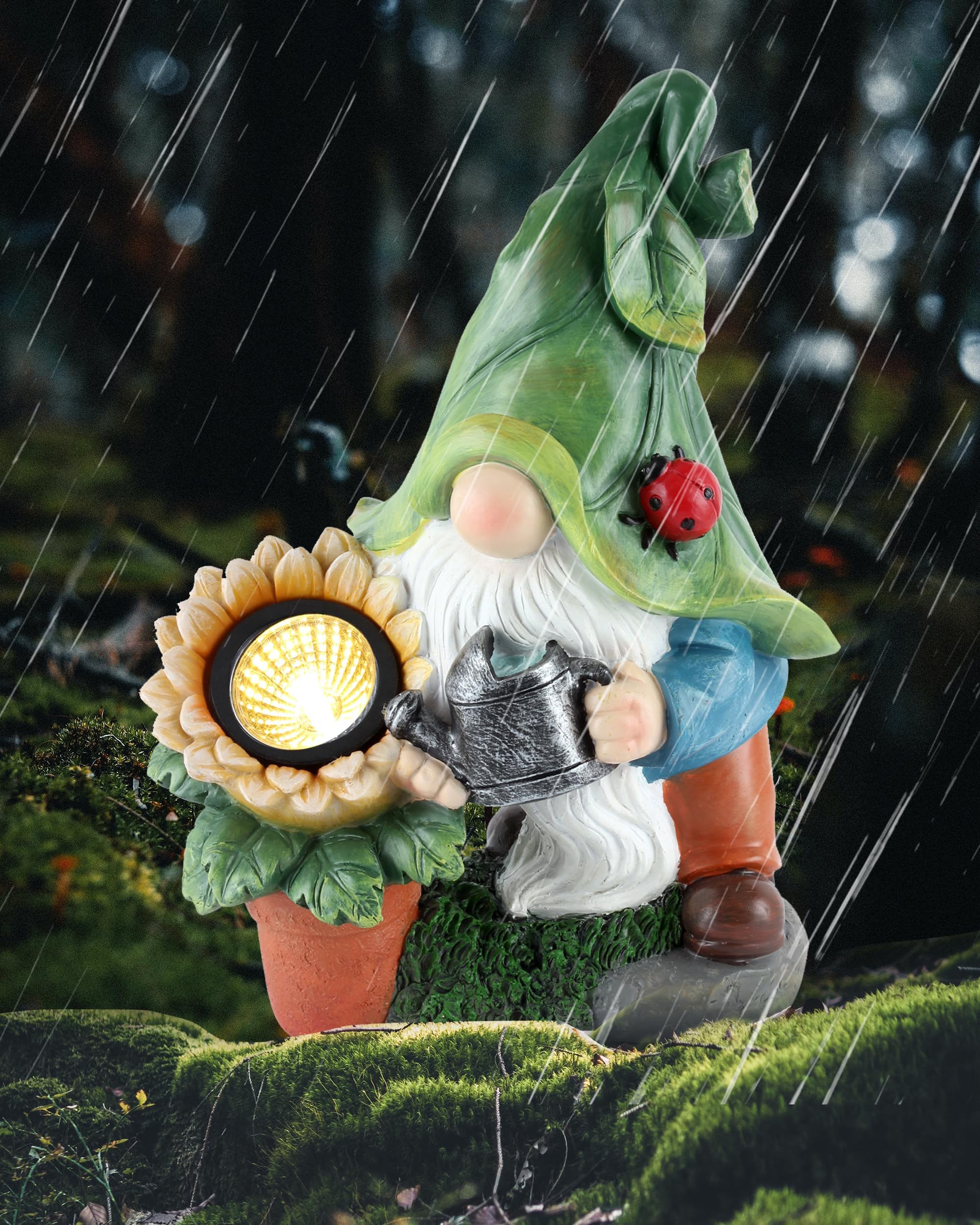 Amazon.com: Mood Lab Garden Gnome - Flower Gnome Figurine with 9 LED ...