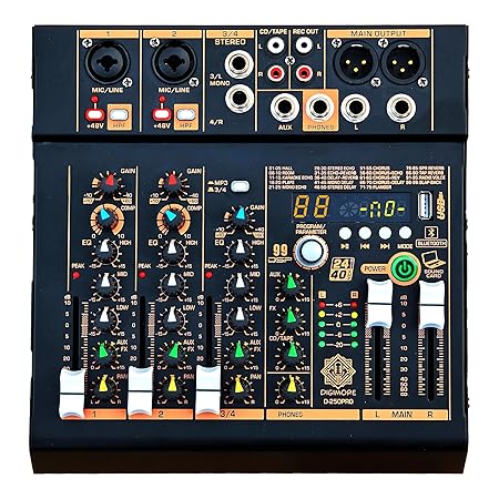 DIGIMORE Professional Audio Mixer with 99 DSP Effects| 2 Mono and 2 ...
