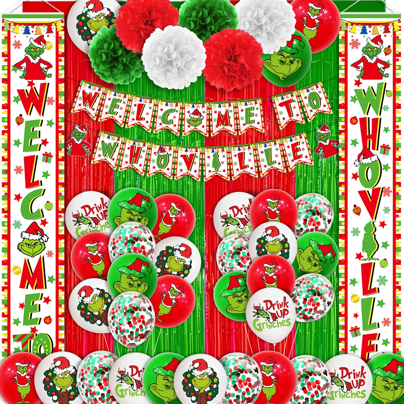 Amazon.com: 64Pcs Whoville Christmas Decorations Welcome To Whoville ...