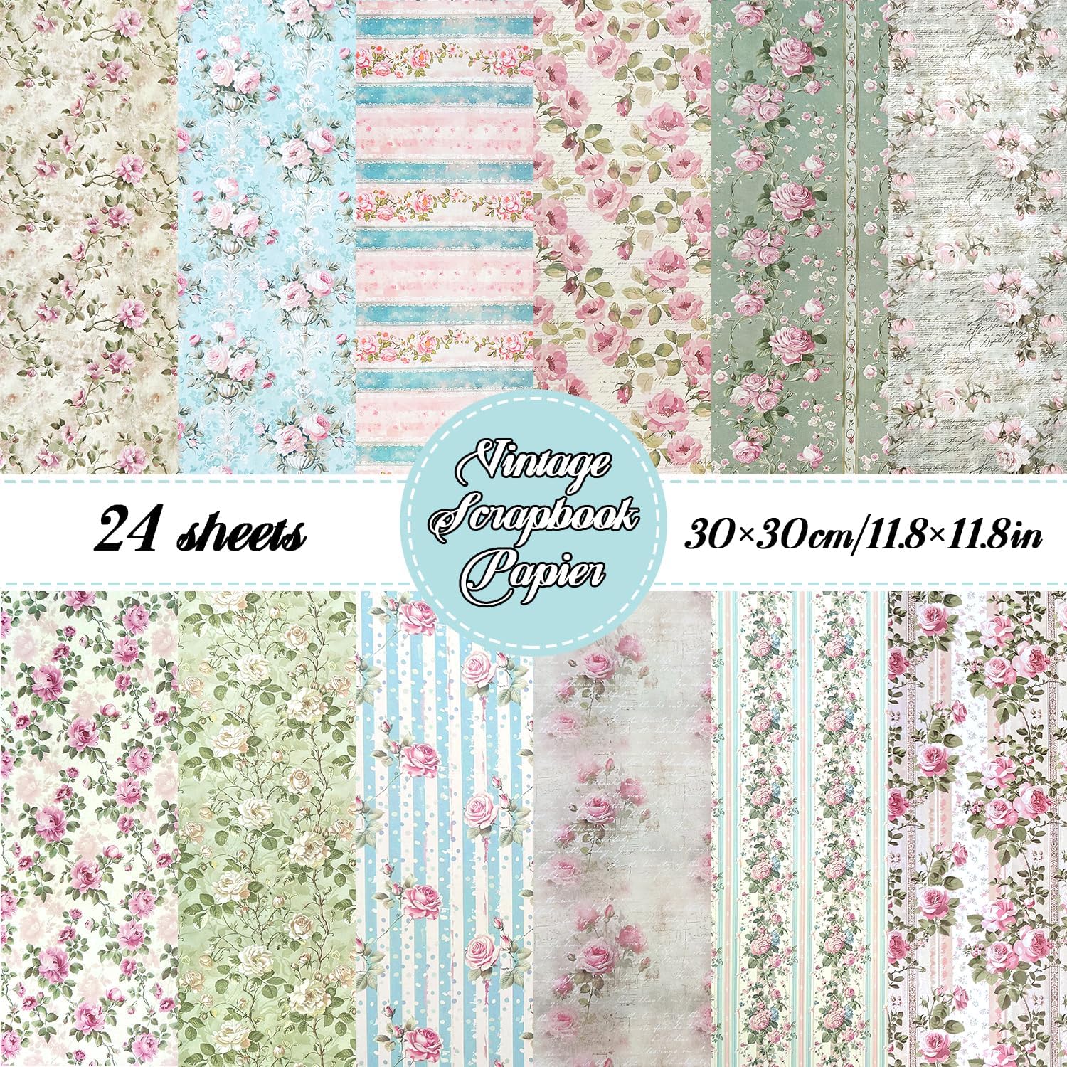 Amazon.com : 24Pcs 12x12 scrapbook paper Double Sided Spring Garden ...