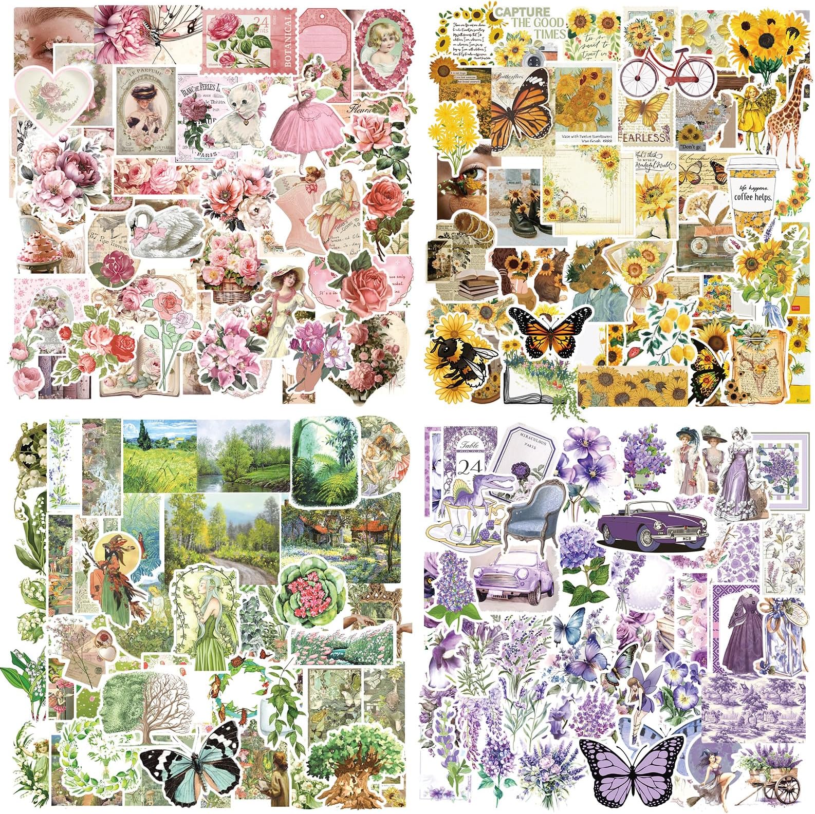 Amazon.com: 10 Set Scrapbook Stickers, Vintage Book and Vintage ...
