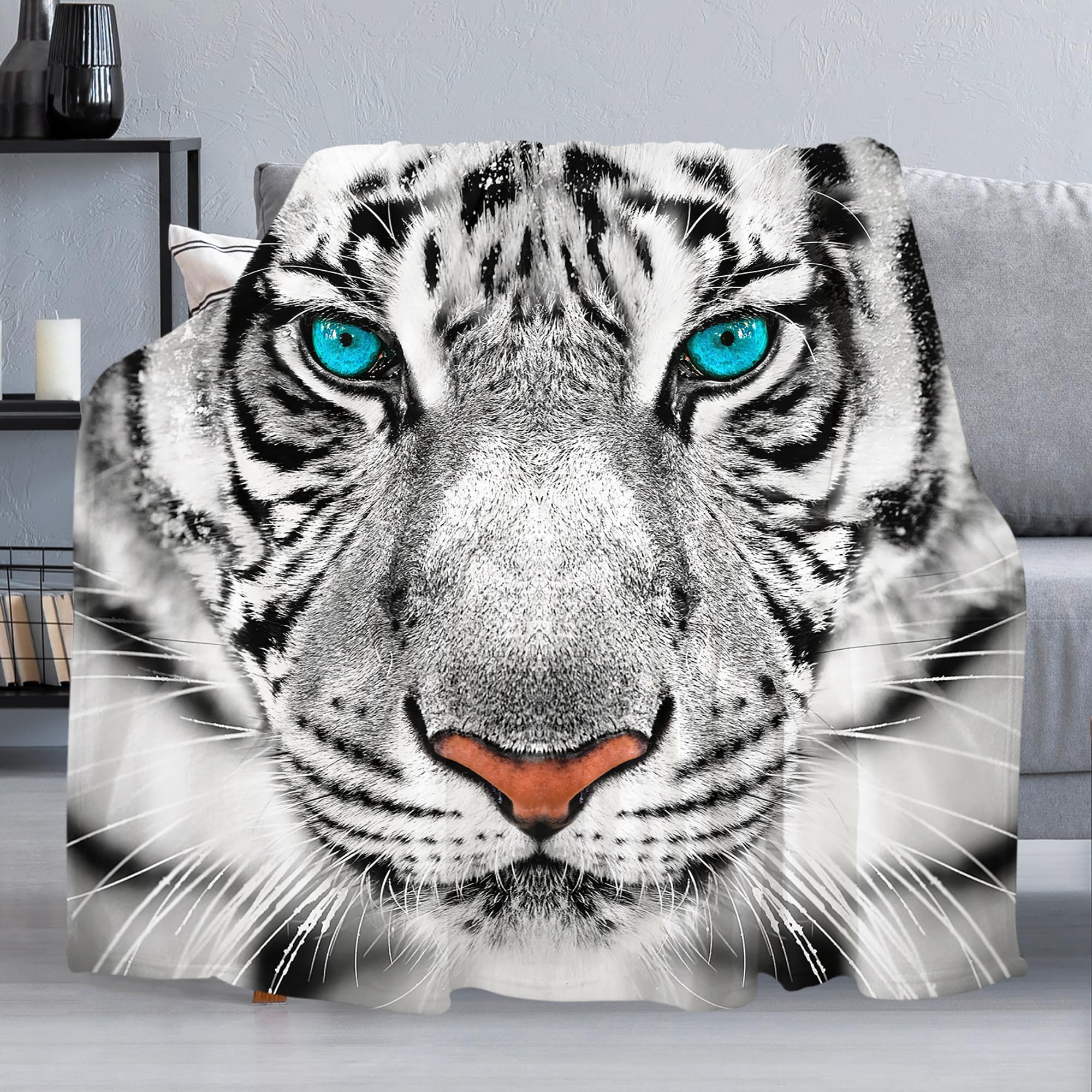 Amazon.com: HommomH 60"x80" Blue Moon Tiger Blanket Soft Fluffy Fleece ...