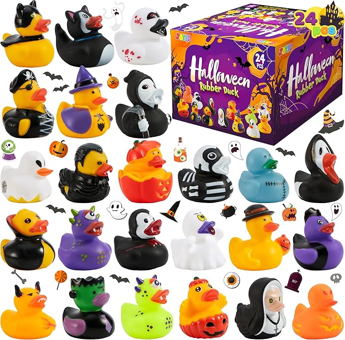 Amazon.com: JOYIN 24 Pcs Halloween Ducks Bath Toys, Halloween Rubber ...