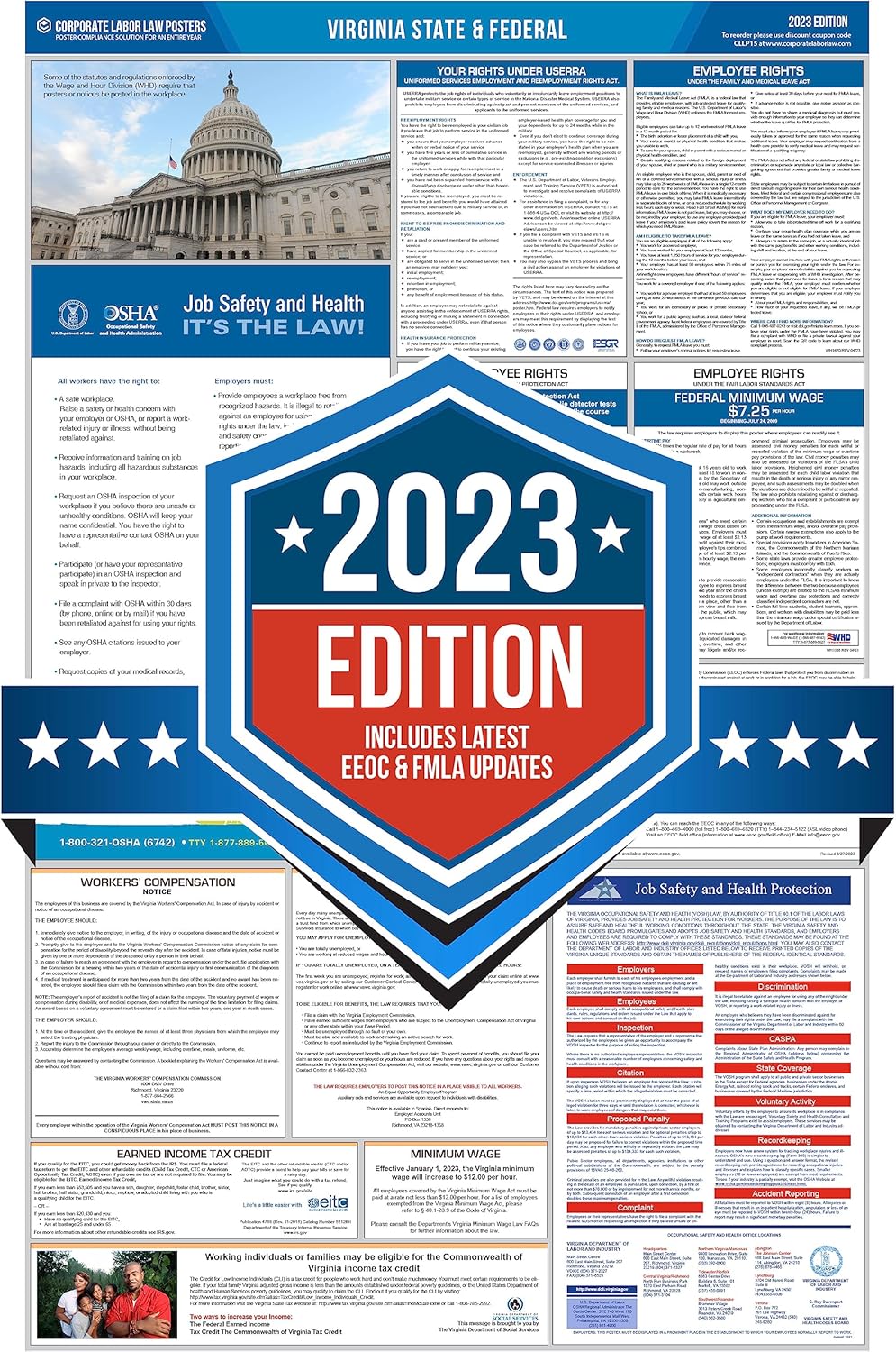 Amazon.com: Wall Art Impressions 2023 Virginia State & Federal Labor ...