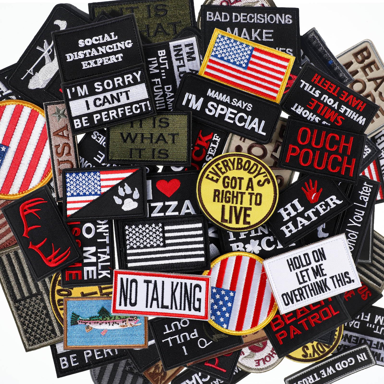 Amazon.com: Tigeen 30 Pcs Random Funny Tactical Military Patches Set ...