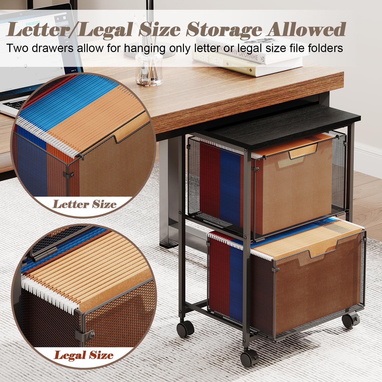 Snapklik.com : Letter/Legal Rolling File Cabinet Cart,2 Drawers Filing ...