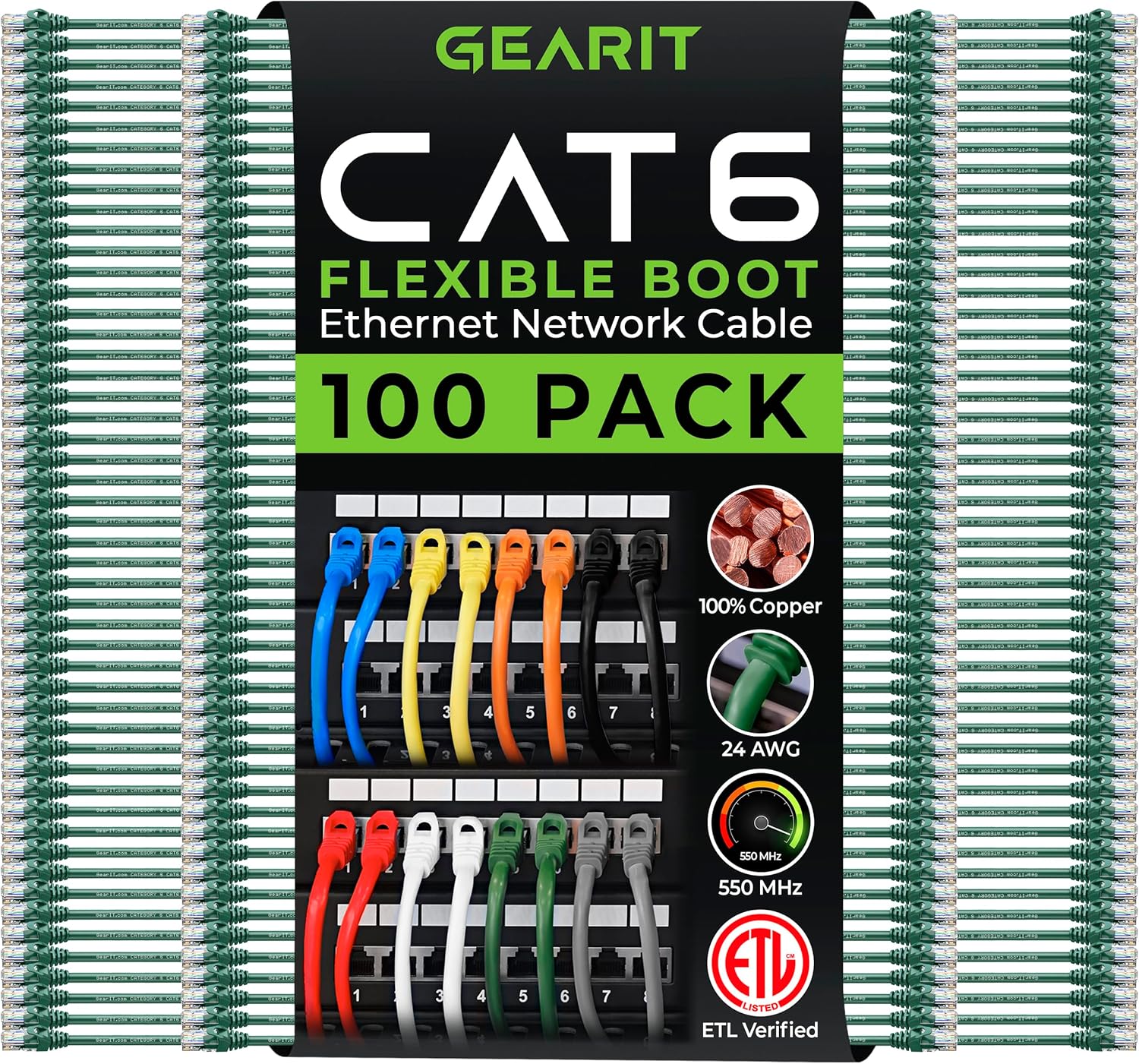 Amazon.com: GEARit Cat6 Cable 1 ft (100-Pack) - Cat6 Ethernet Cable ...