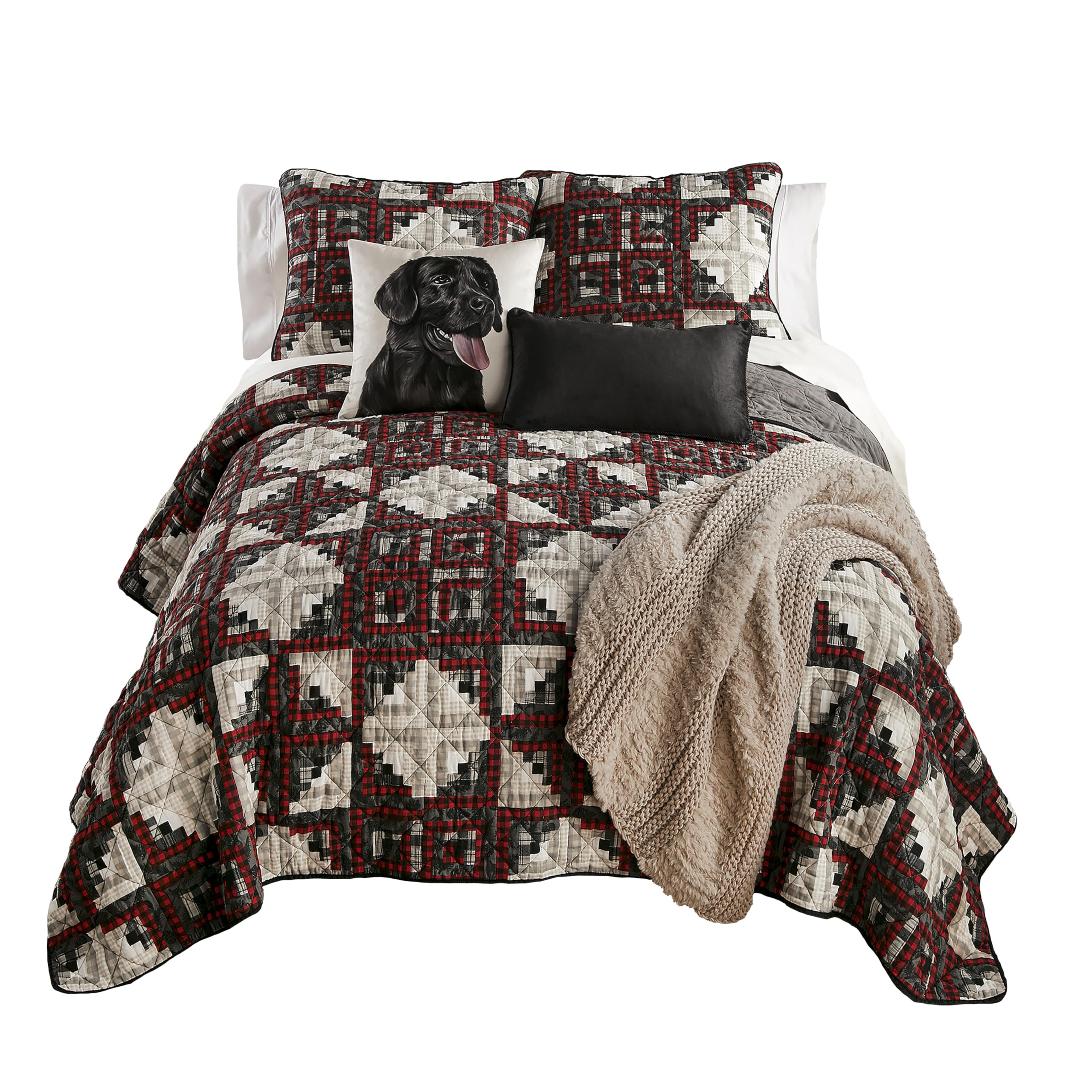 Amazon.com: Donna Sharp Log Cabin Star Cotton Quilt Set - 3-Piece Queen ...