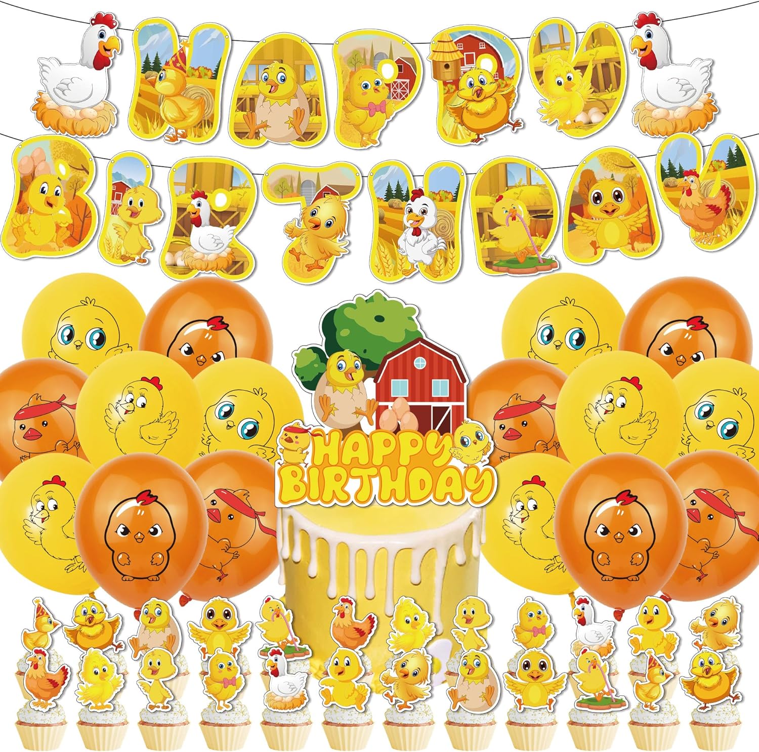 Amazon.com: Farm Animals Chicken Birthday Party Decorations - Party ...