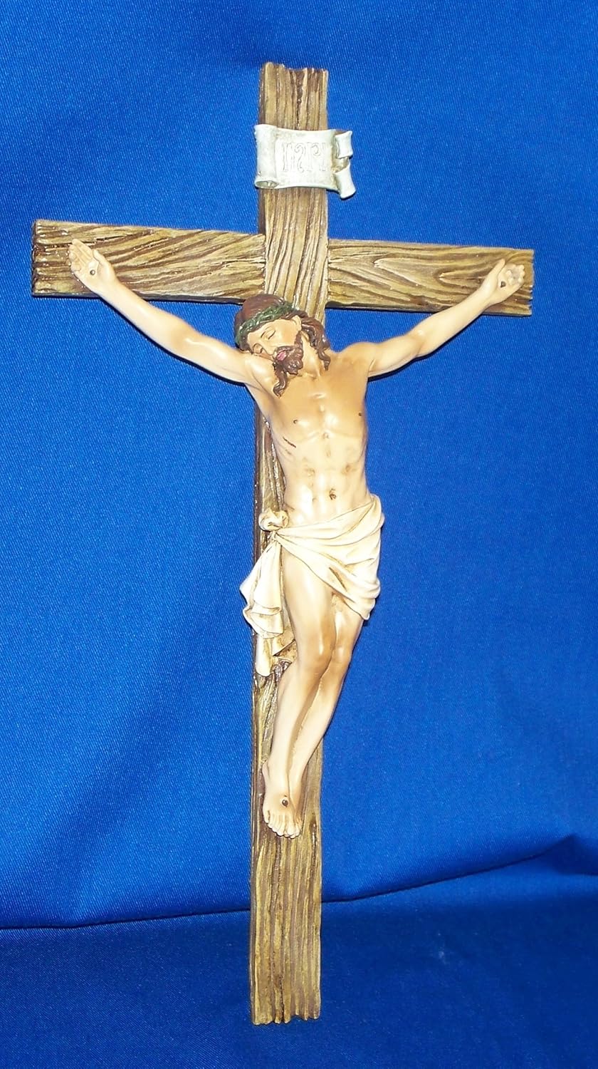 Amazon.com: 13" X 7" Wood Look Finish Resin Crucifix: Other Products ...