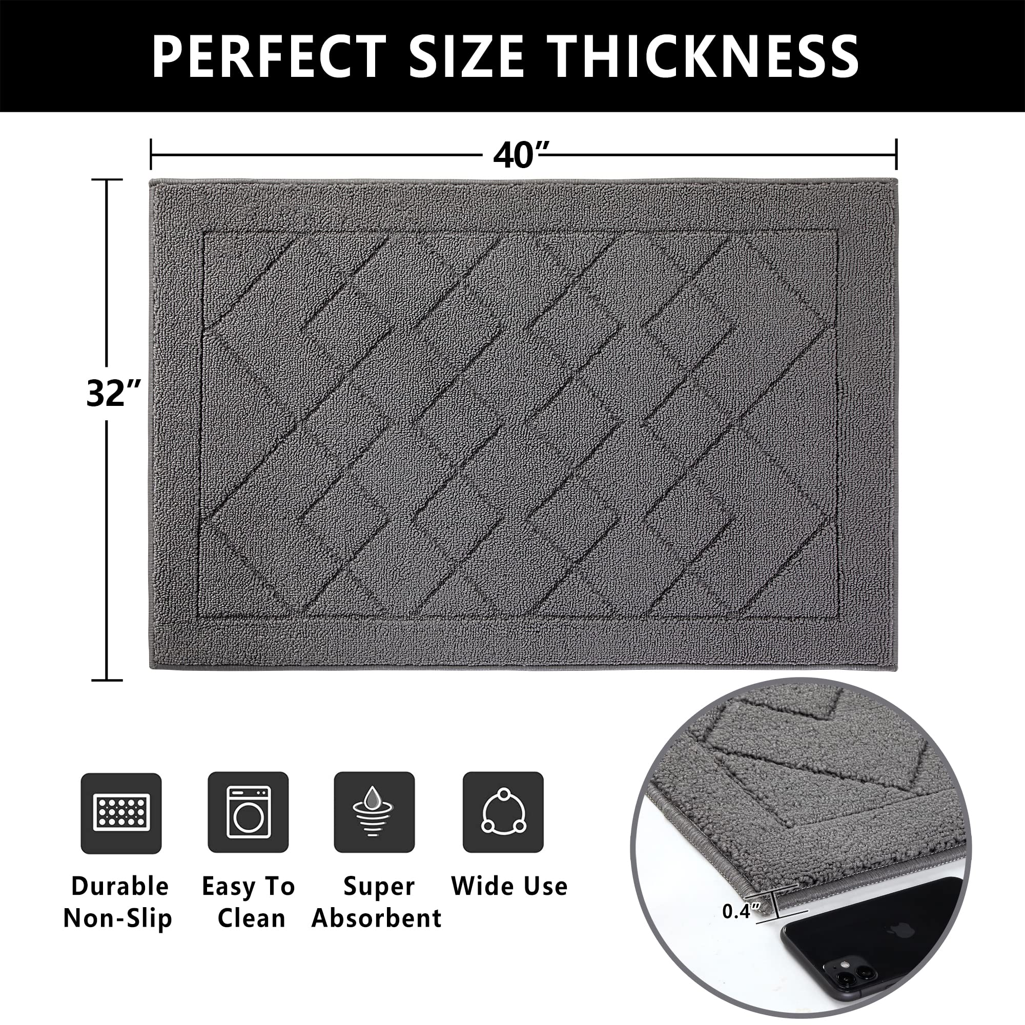 REFETONE Indoor Door Mat, Front Back Door Mat, Non-Slip Absorbent ...