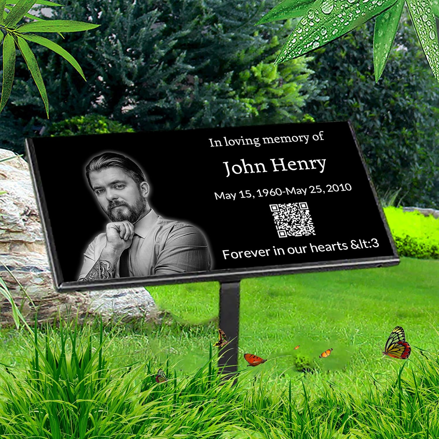 Amazon.com: Personalized Outdoor Memorial Plaque - Interactive QR Code ...