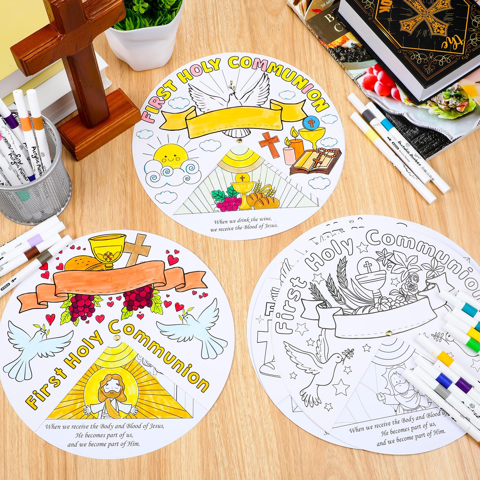 Snapklik.com : 12 Sets Color Your Own First Holy Communion Wheel Crafts ...