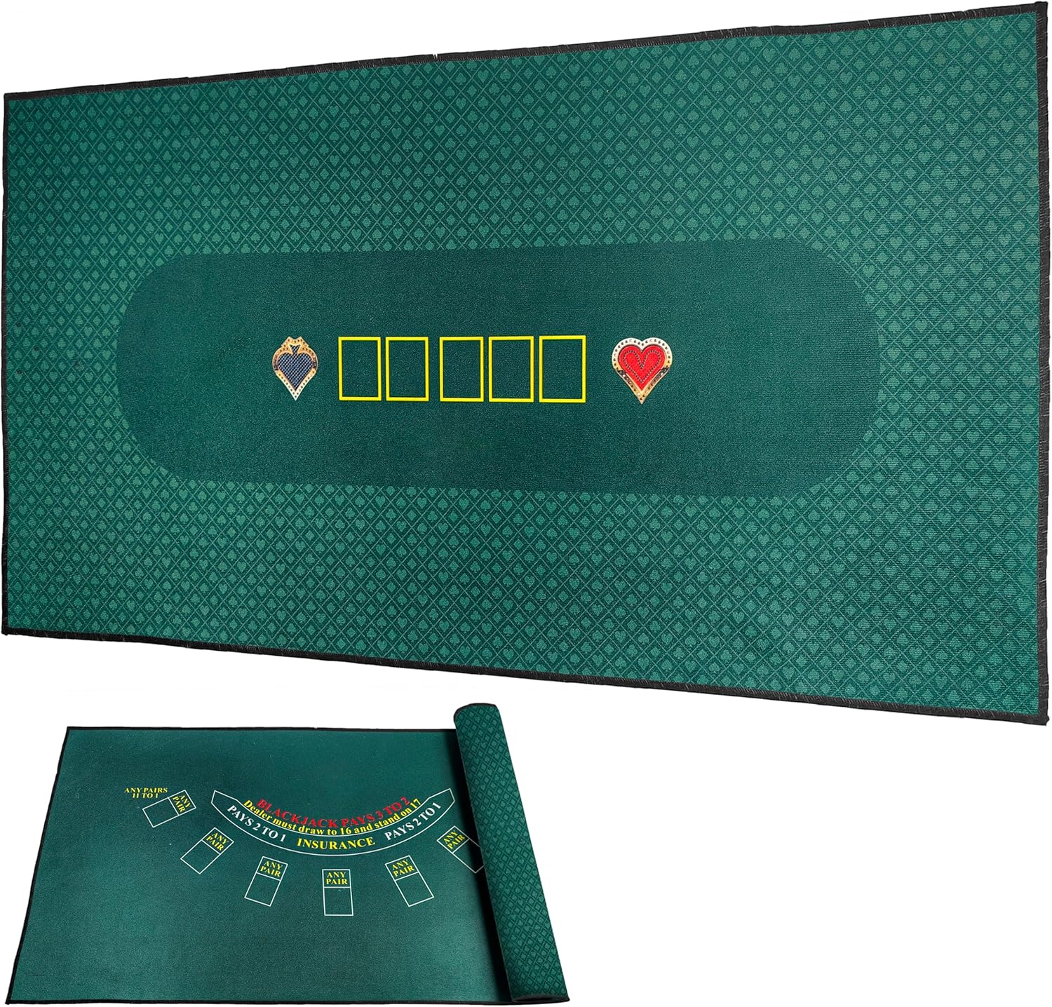 Amazon.com: WALIKEN 2-in- Tabletop Poker Felt 39"x23" Texas Holdem Mat ...