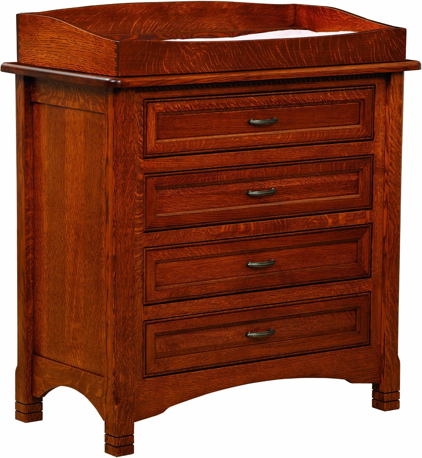 Amazon.com: Amish Heirlooms Solid Oak West Lake Changing Box Top Table ...