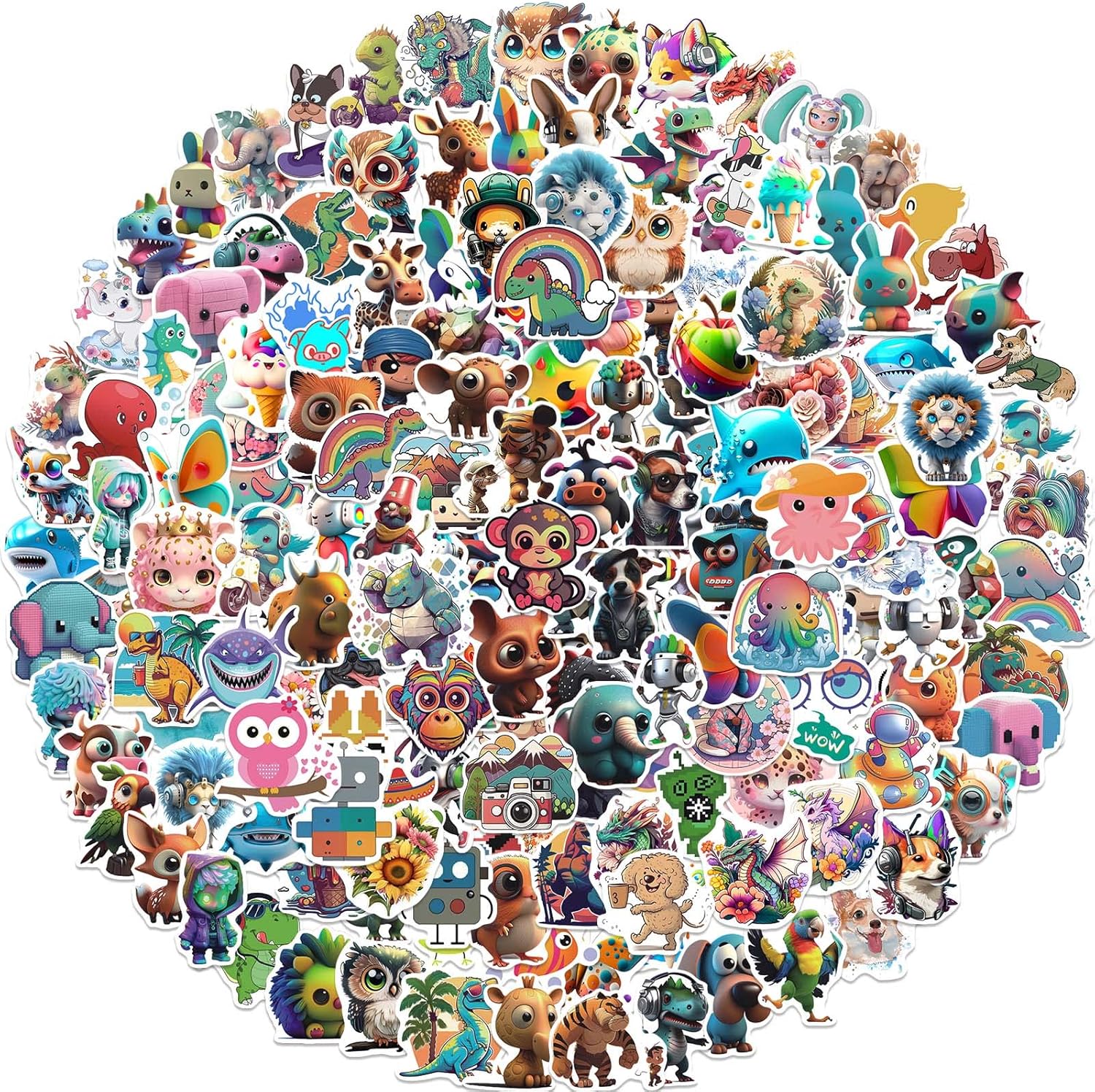 Amazon.com: 200 pcs Cute Animal vsco Vinyl Stickers, Kawaii Stickers ...
