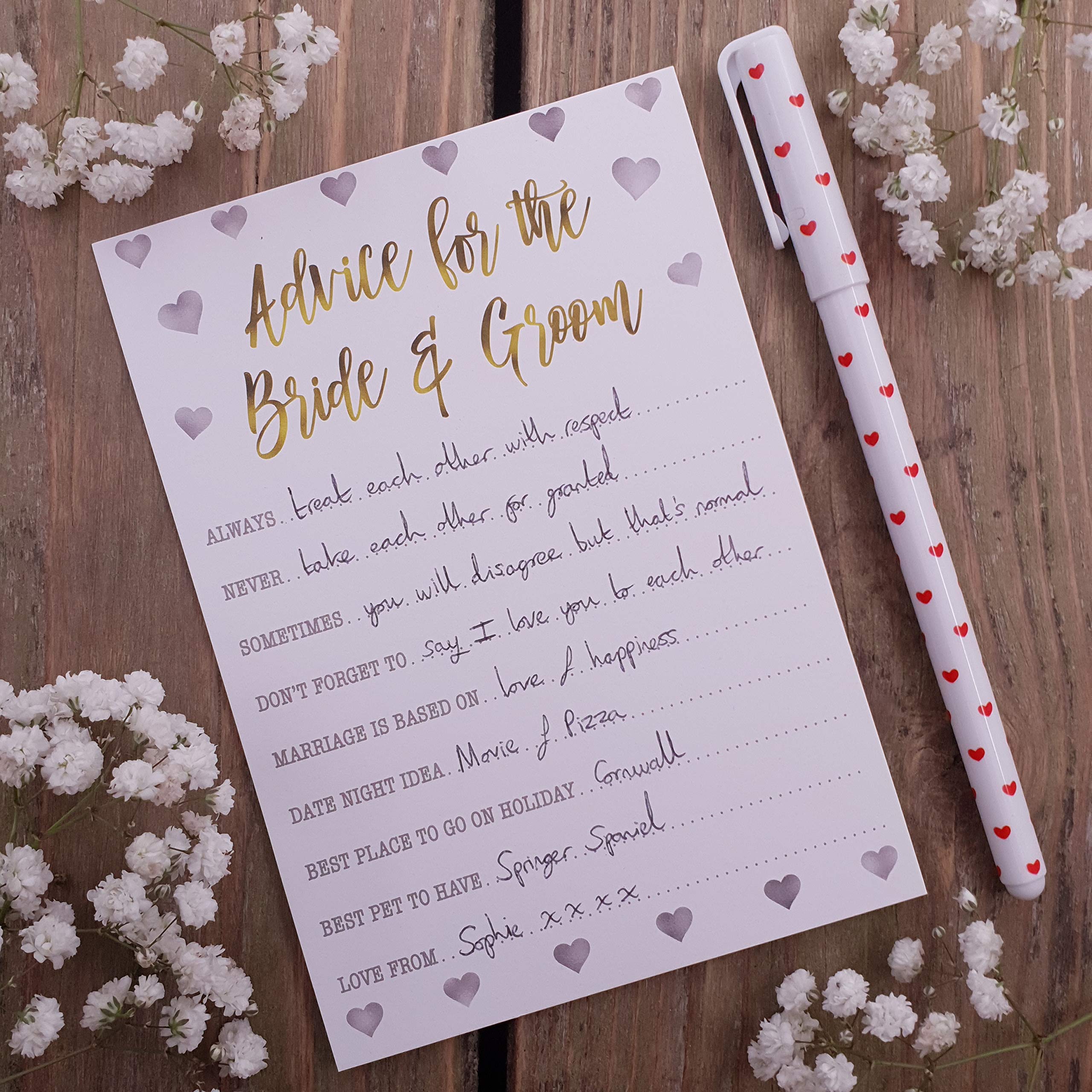 Ofr Wedding Advice Cards Wedding Advice Card Favours | Rose Gold Table