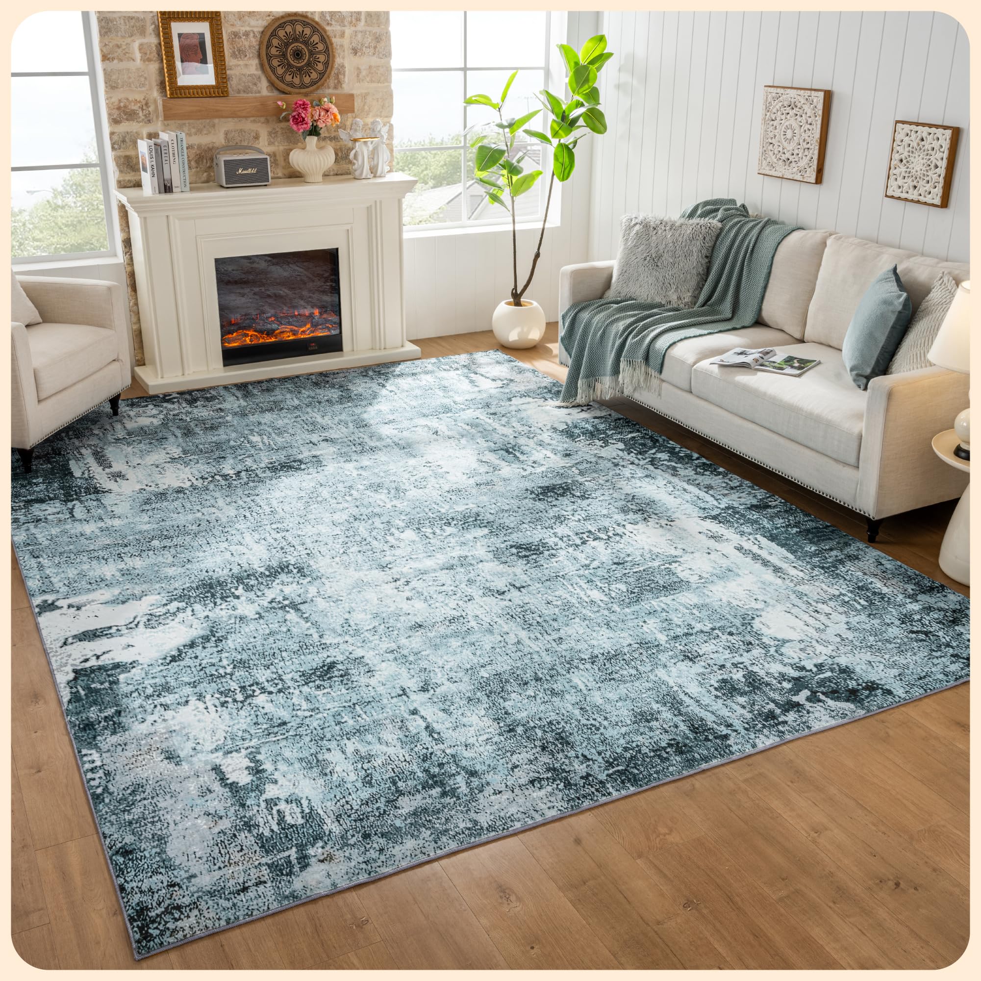 Amazon.com: Istana 9x12 Area Rug - Blue 9 x 12 Area Rugs for Living ...