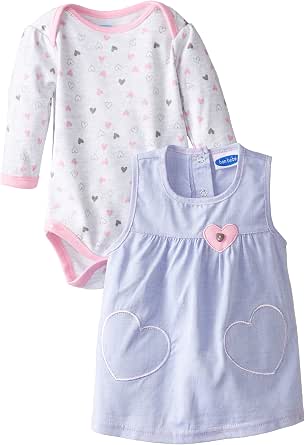 Amazon.com: BON BEBE Baby Girls' Newborn Hearts Bodysuit with Chambray ...